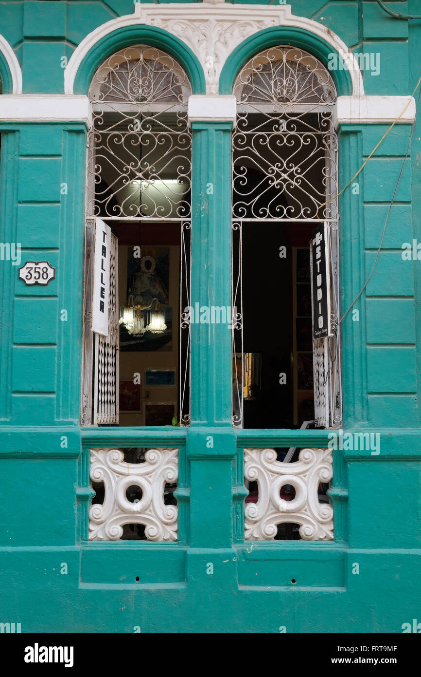 Ornate window in Old Havana, Cuba Stock Photo - Alamy