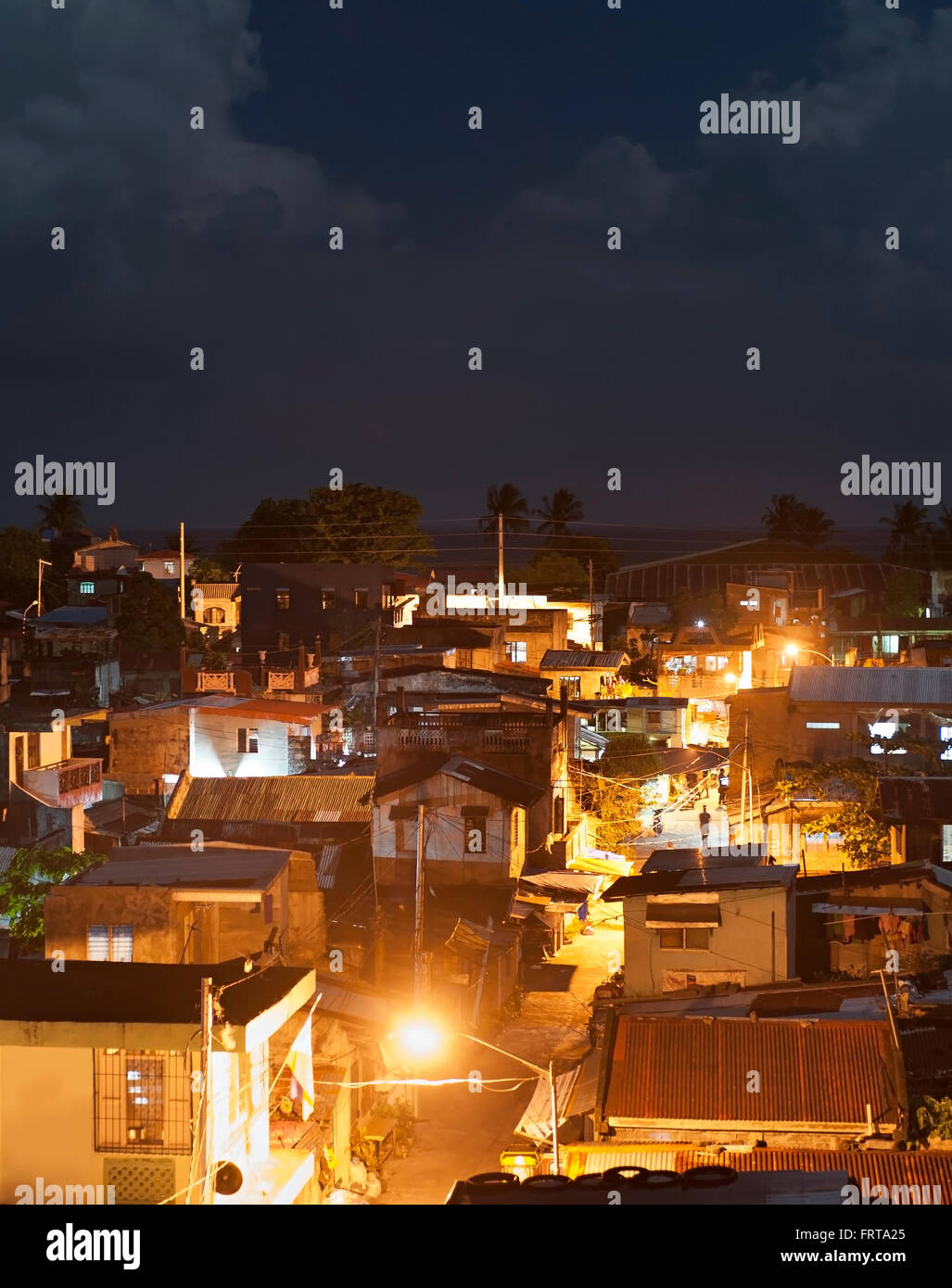 Overview of slums at full moon night in Legaspi city, Philippines Stock ...