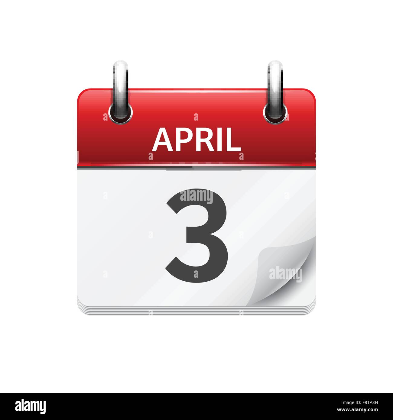 April 3. Vector flat daily calendar icon. Date and time, day, month ...
