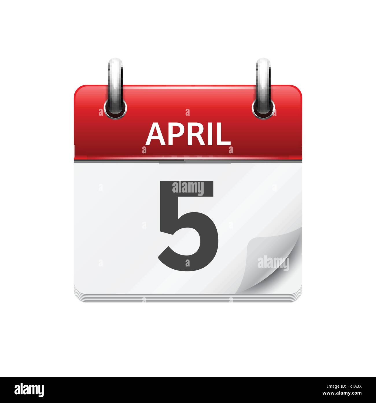 April 5. Vector flat daily calendar icon. Date and time, day, month ...