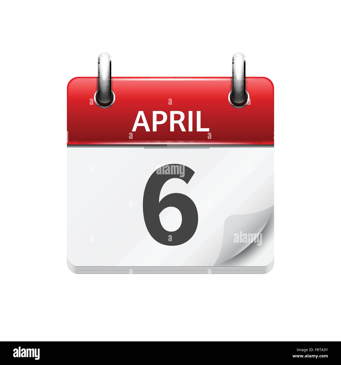 April 6. Vector flat daily calendar icon. Date and time, day, month ...