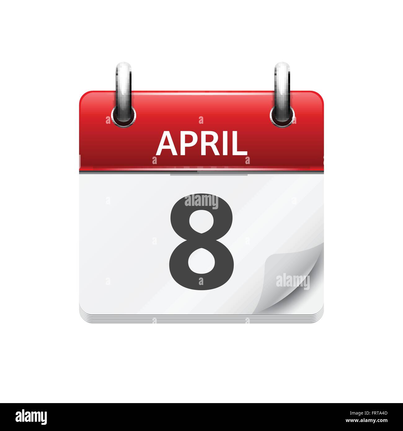April 8. Vector flat daily calendar icon. Date and time, day, month ...