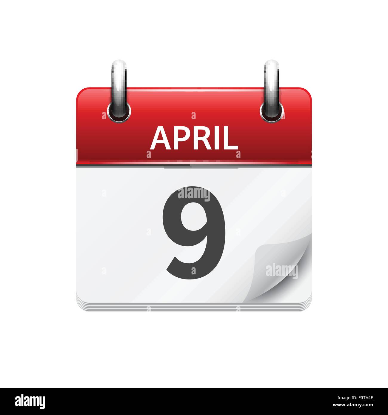 April 9. Vector flat daily calendar icon. Date and time, day, month ...