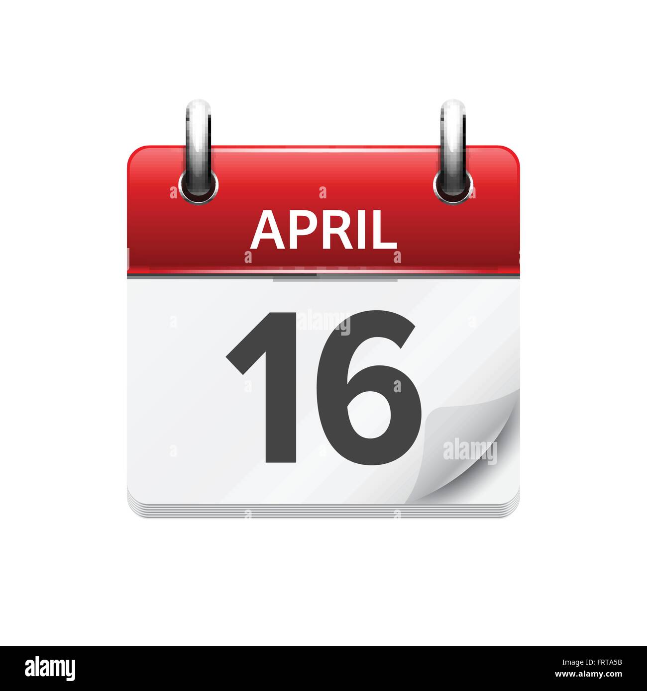 April 16. Vector flat daily calendar icon. Date and time, day, month ...