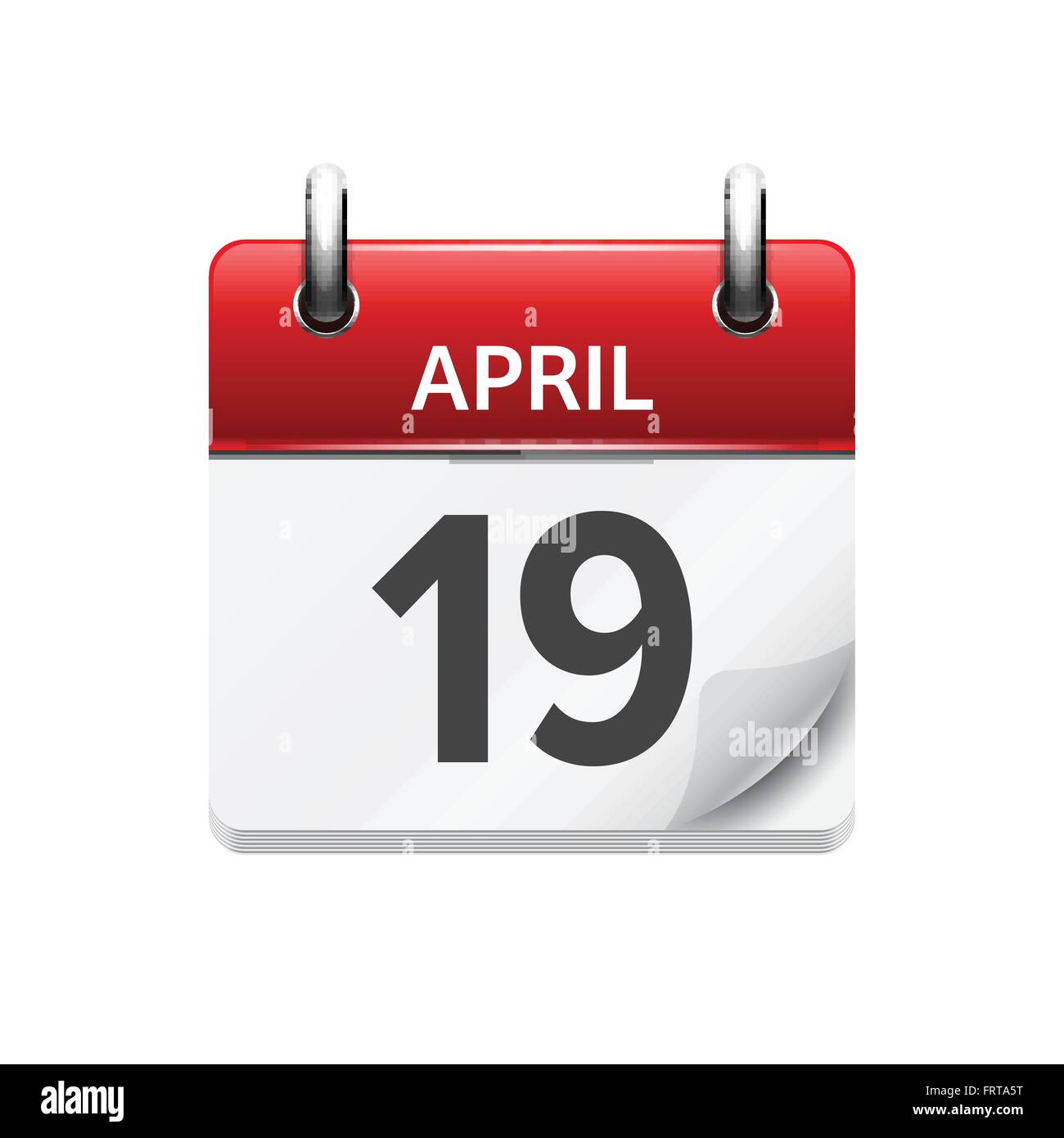 April 19. Vector flat daily calendar icon. Date and time, day, month ...