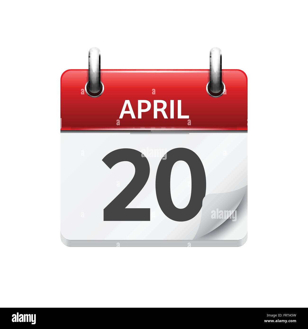 April 20. Vector flat daily calendar icon. Date and time, day, month ...