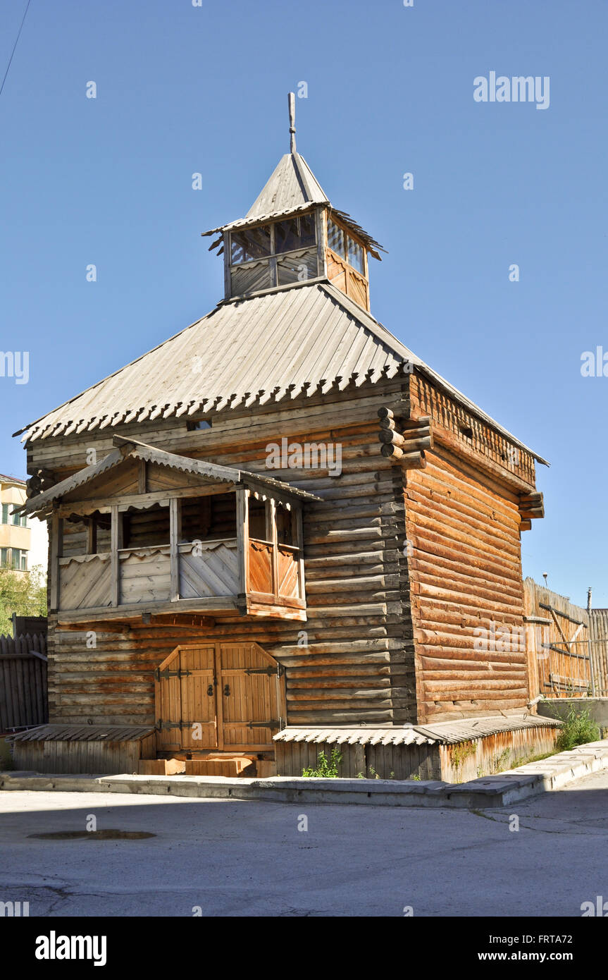 A wooden tower of the Burg. Old town, Yakutsk, Russia Stock Photo - Alamy