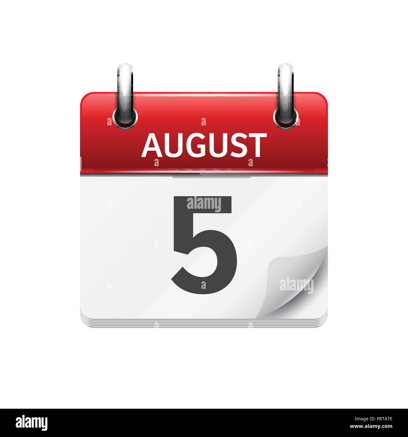 August 5. Vector flat daily calendar icon. Date and time, day, month ...