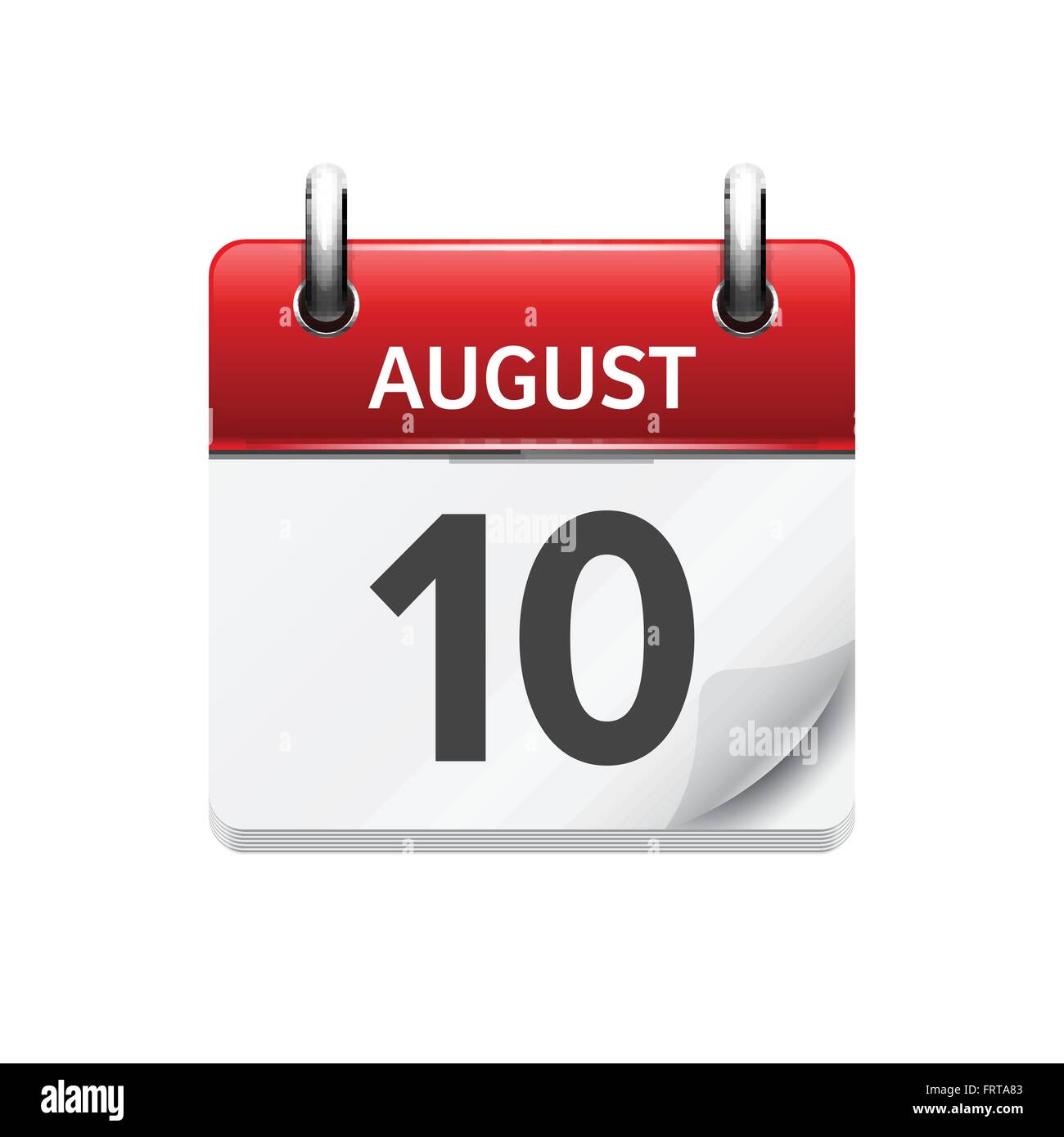 August 10. Vector flat daily calendar icon. Date and time, day, month ...