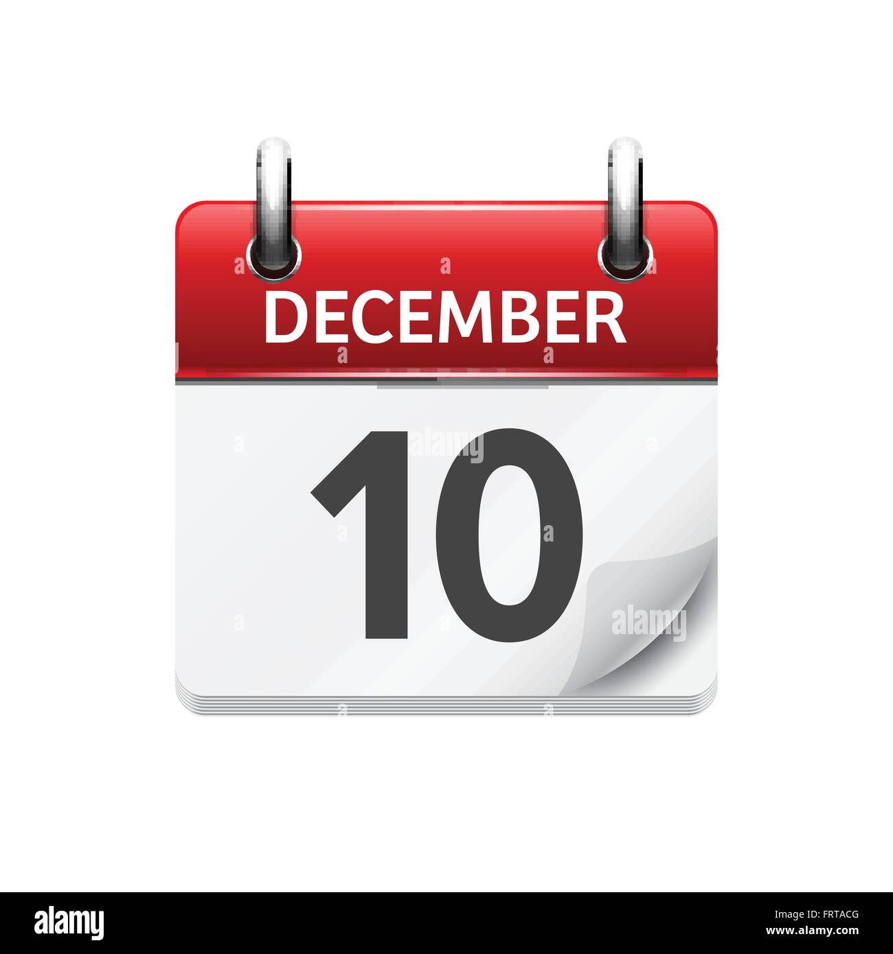 December 10. Vector flat daily calendar icon. Date and time, day, month ...
