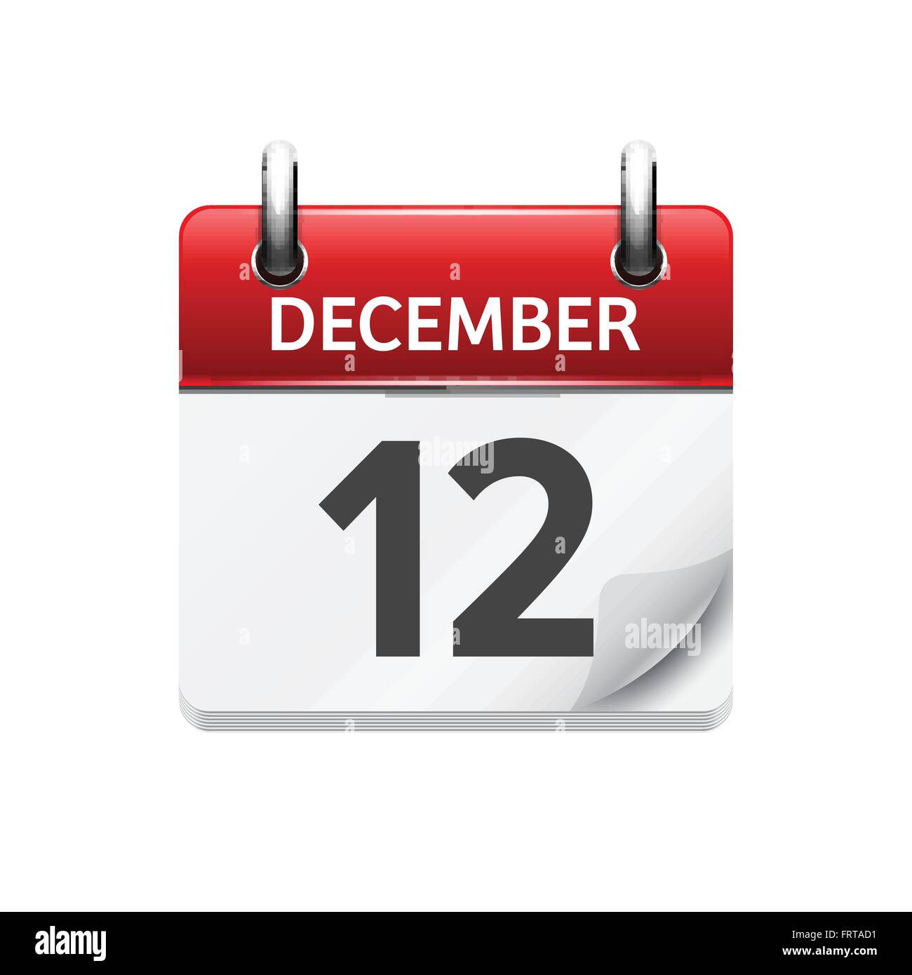 December 12 . Vector flat daily calendar icon. Date and time, day ...