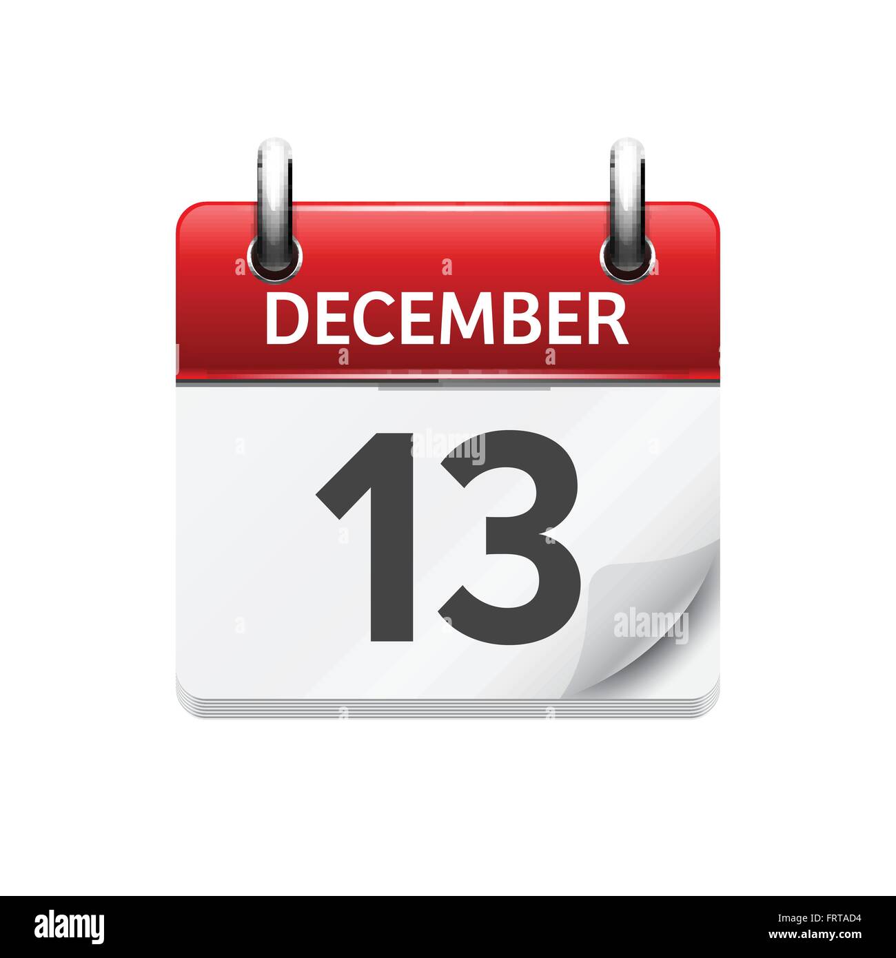December 13 . Vector flat daily calendar icon. Date and time, day ...