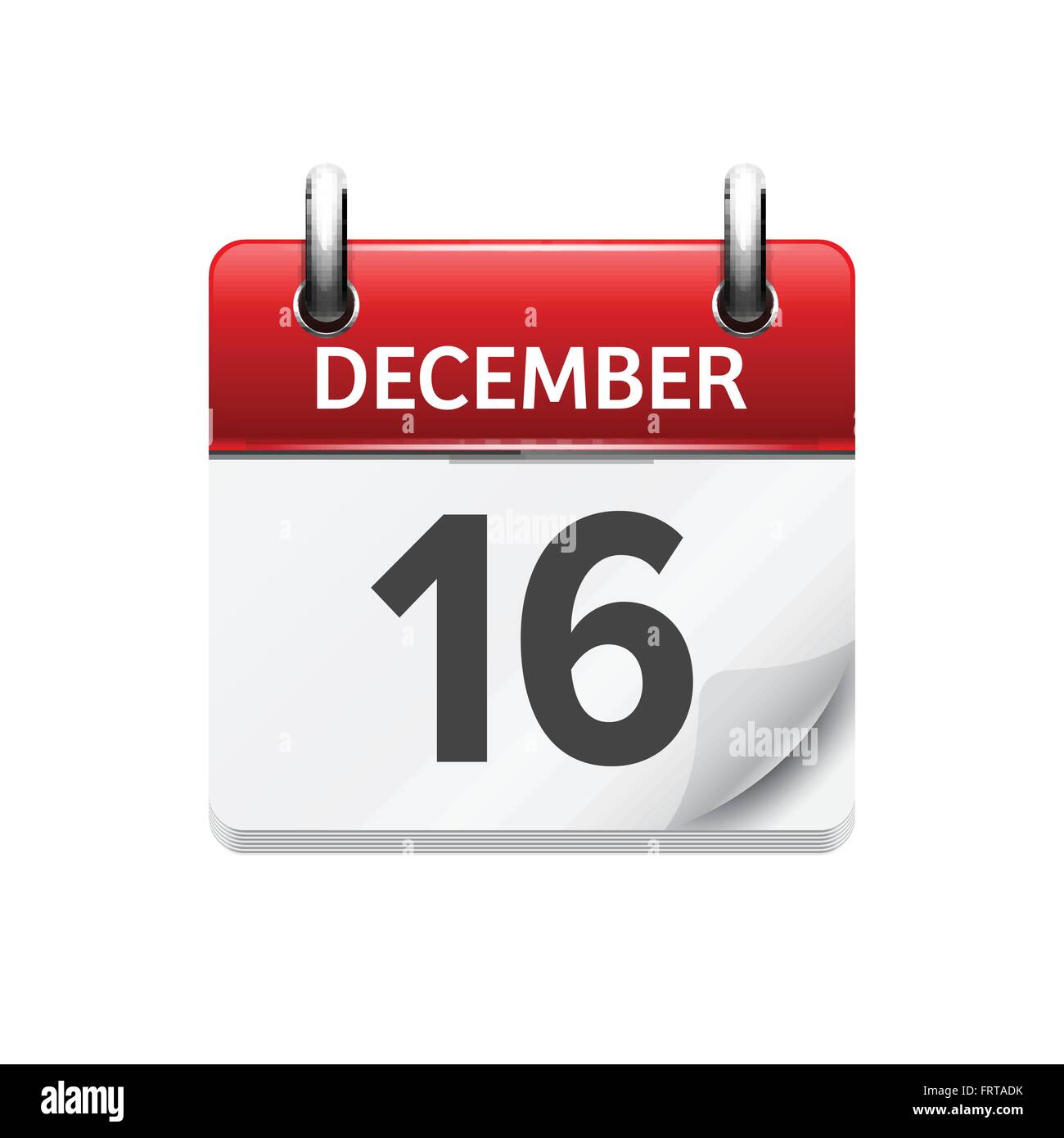 December 16. Vector flat daily calendar icon. Date and time, day, month ...