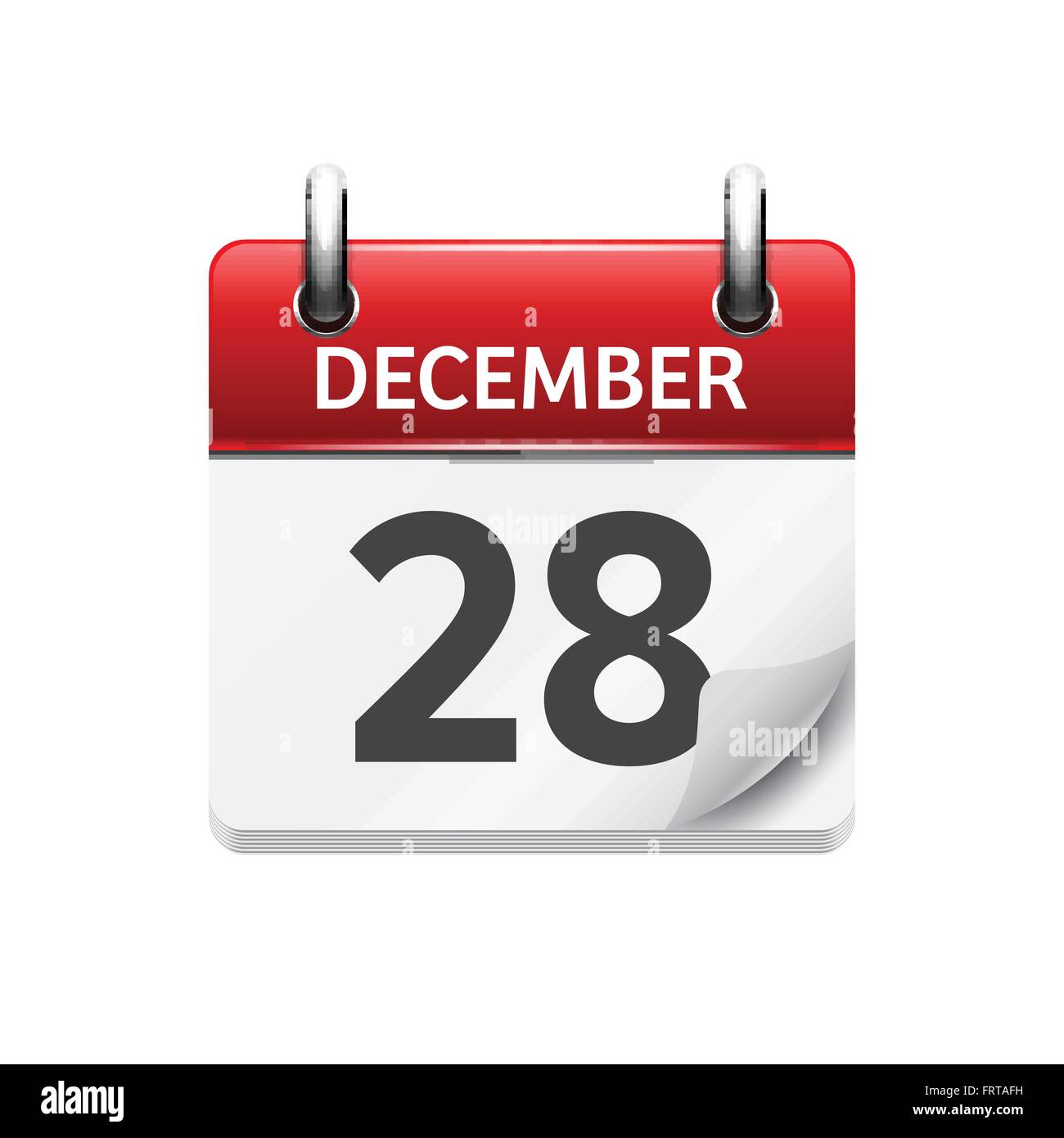 December 28. Vector flat daily calendar icon. Date and time, day, month ...