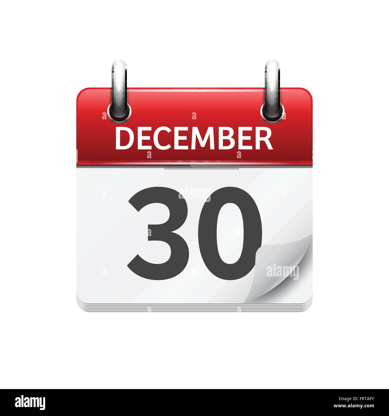 December 30. Vector flat daily calendar icon. Date and time, day, month ...