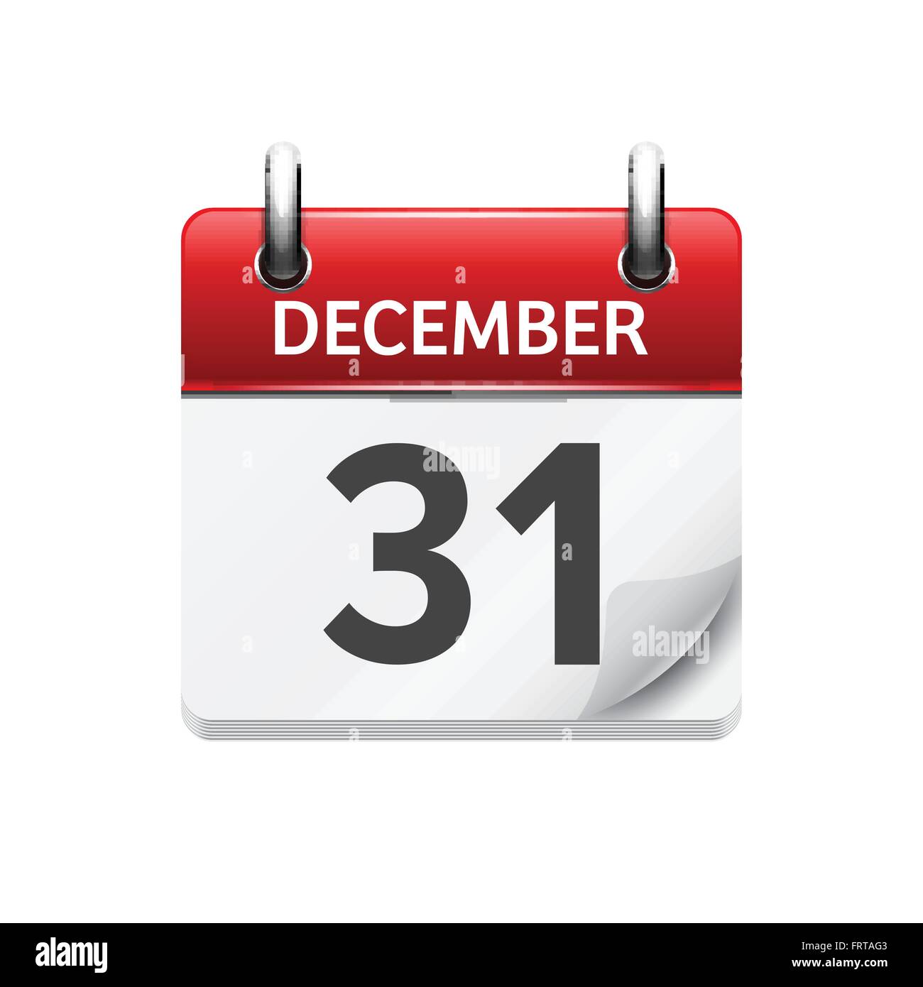 December 31. Vector flat daily calendar icon. Date and time, day, month ...