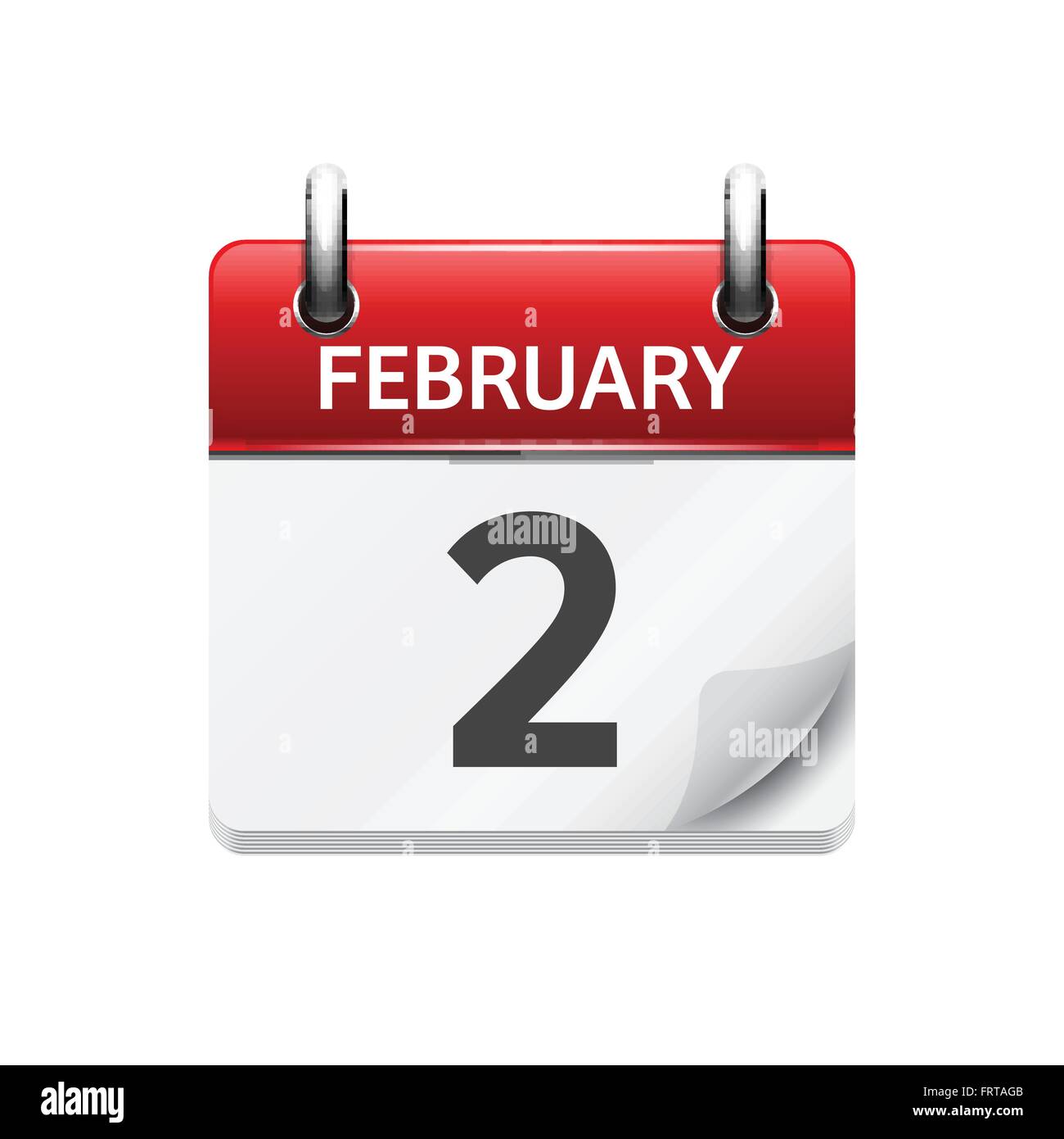 February 2. Vector flat daily calendar icon. Date and time, day, month ...