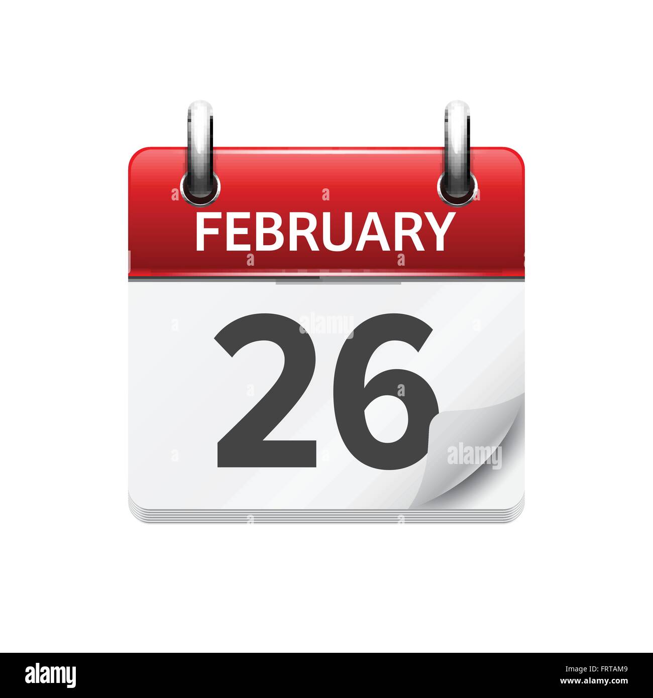 February 26. Vector flat daily calendar icon. Date and time, day, month ...