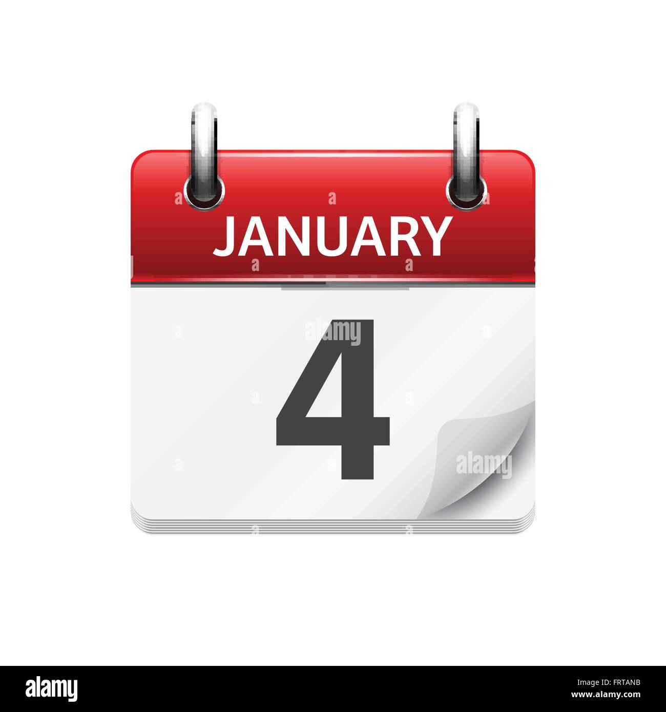 January 4. Vector flat daily calendar icon. Date and time, day, month ...