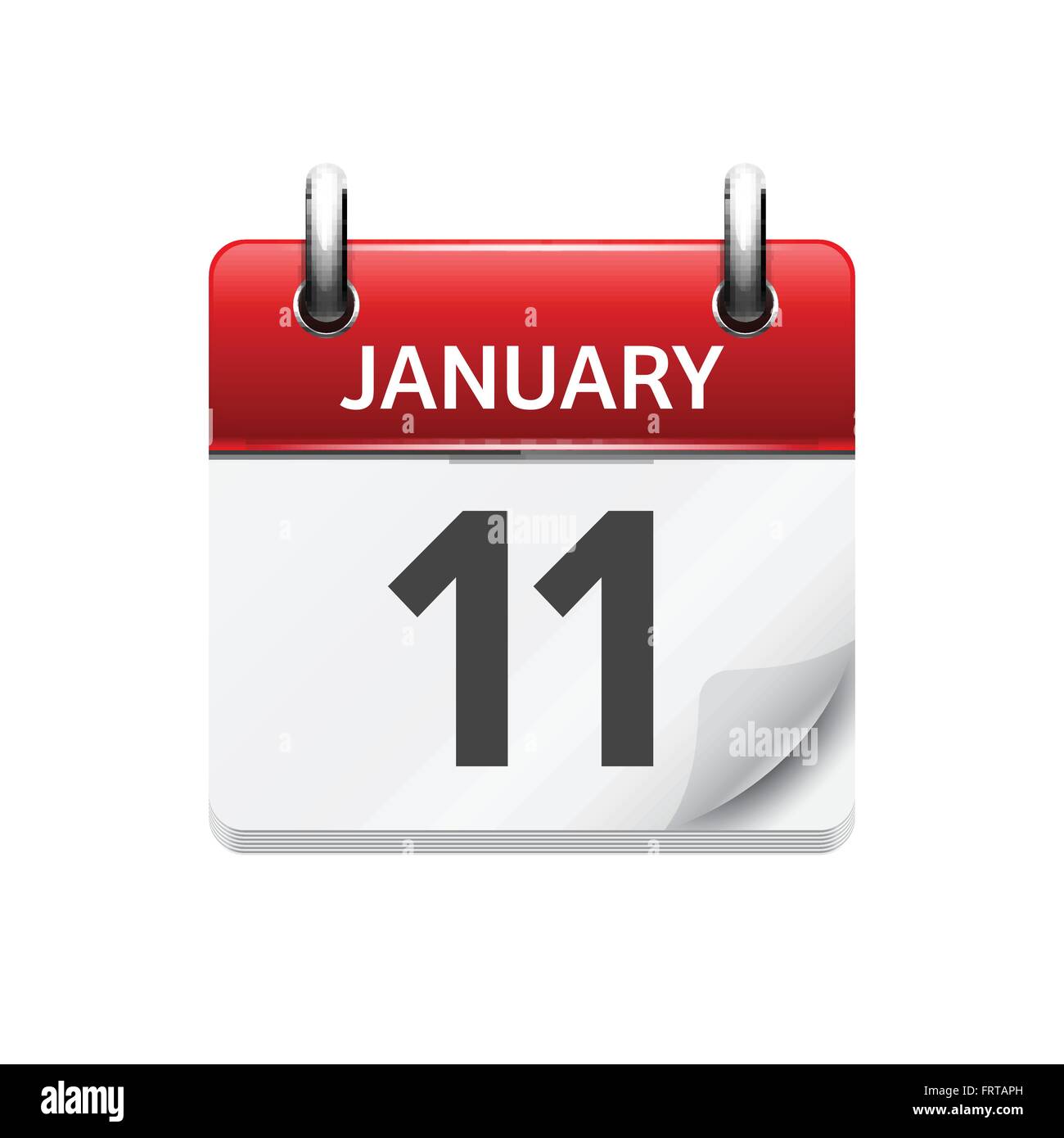 January 11. Vector flat daily calendar icon. Date and time, day, month ...