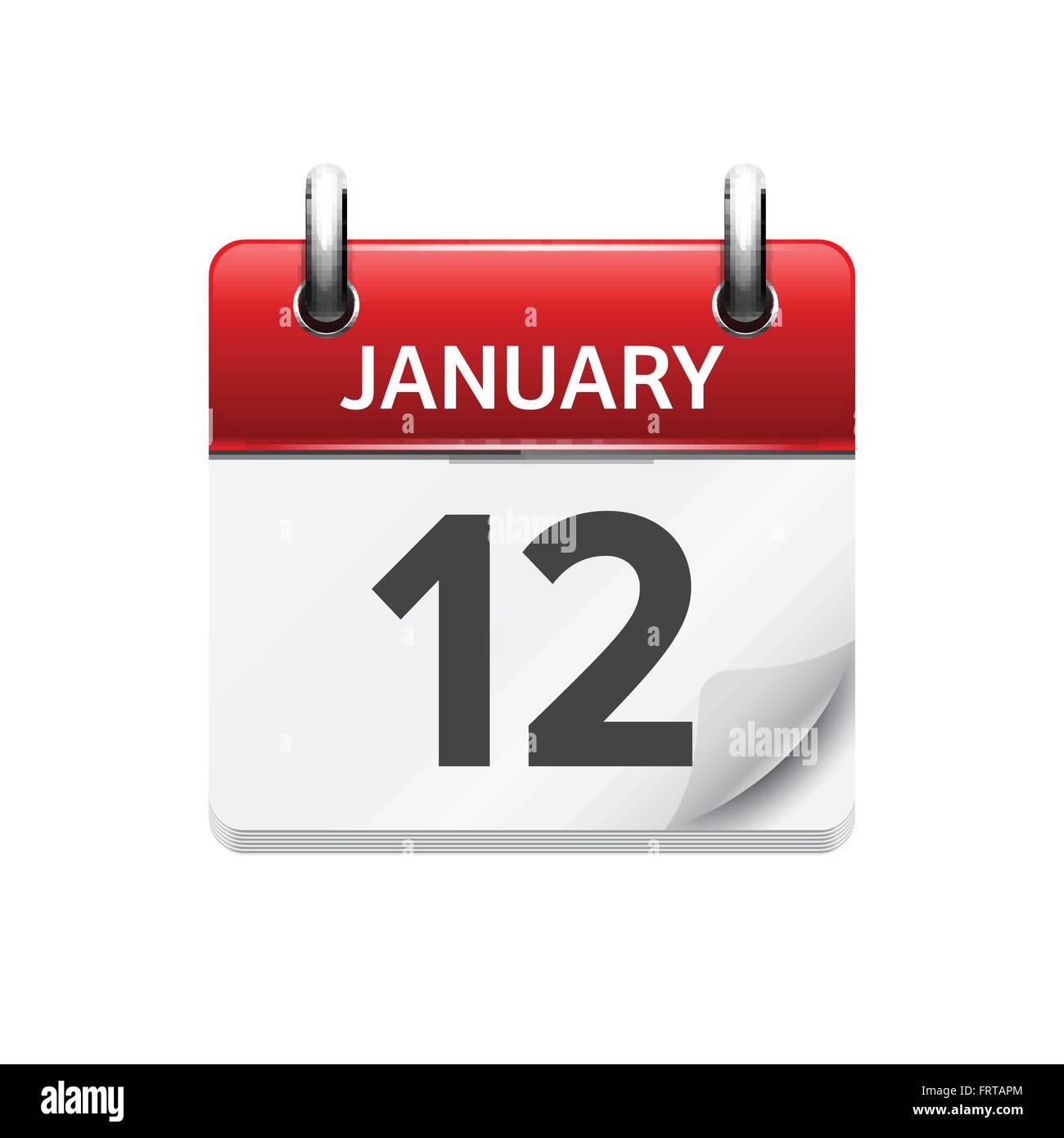 January 12. Vector flat daily calendar icon. Date and time, day, month ...