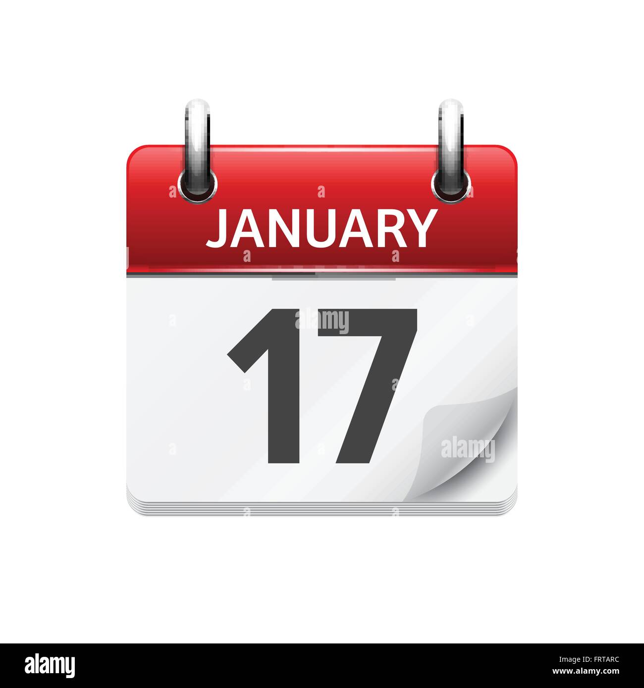 January 17. Vector flat daily calendar icon. Date and time, day, month ...