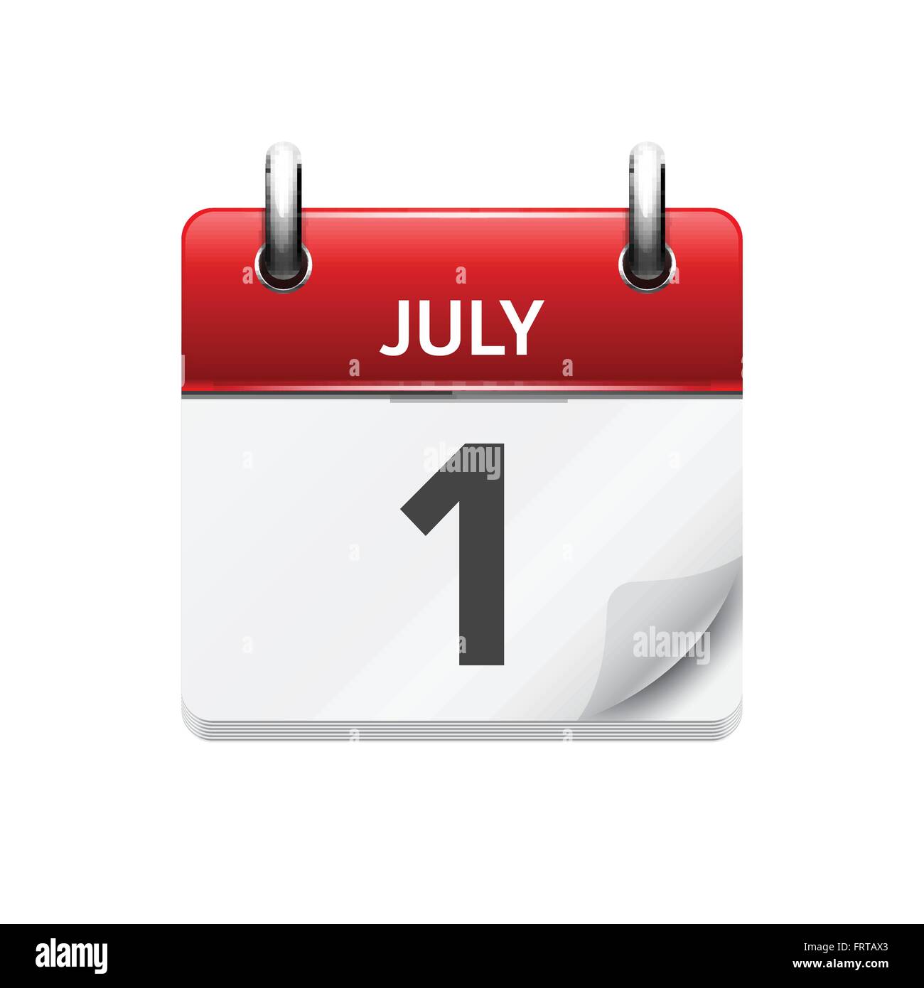 July 1. Vector flat daily calendar icon. Date and time, day, month ...