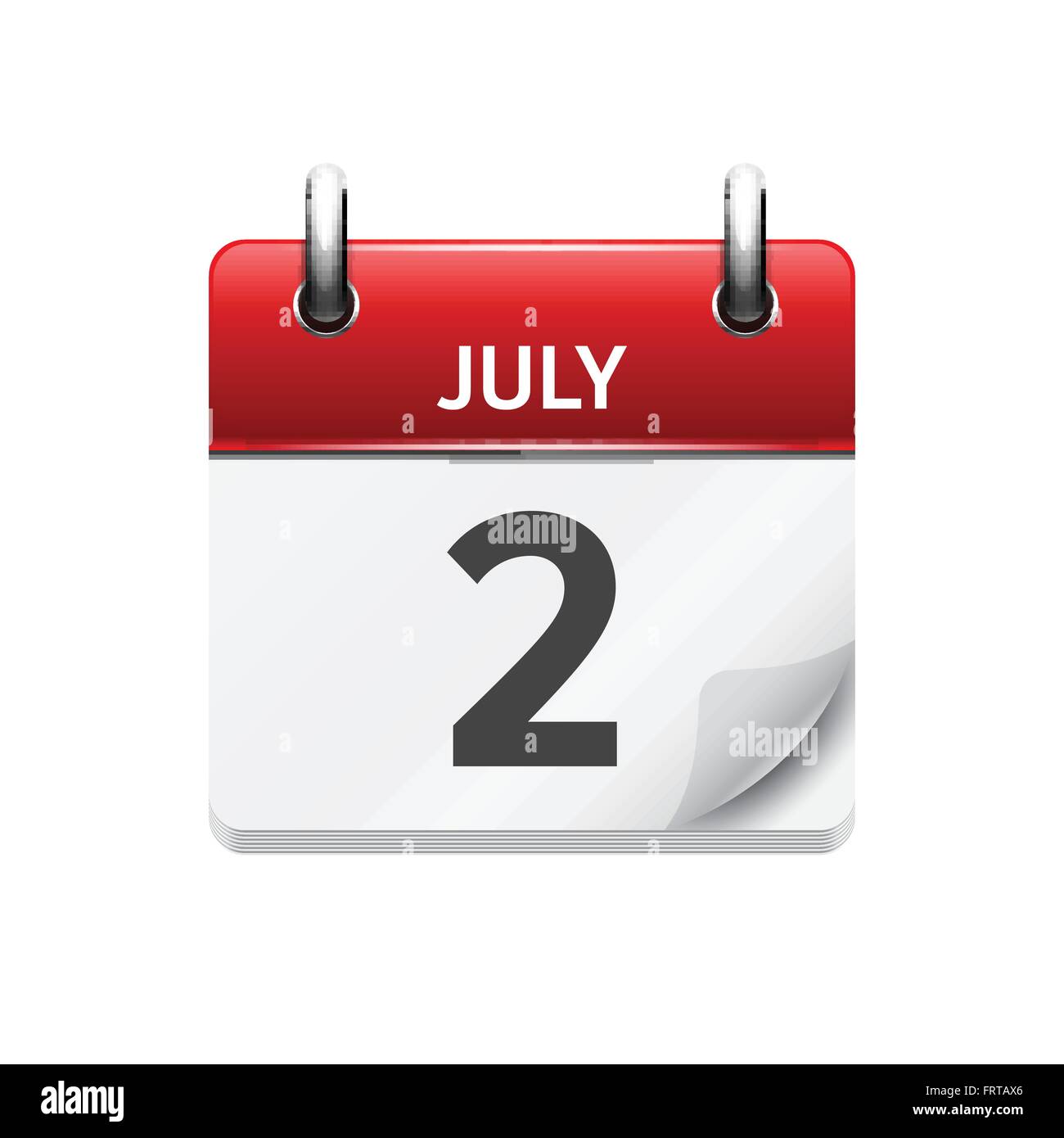 July 2 . Vector flat daily calendar icon. Date and time, day, month ...