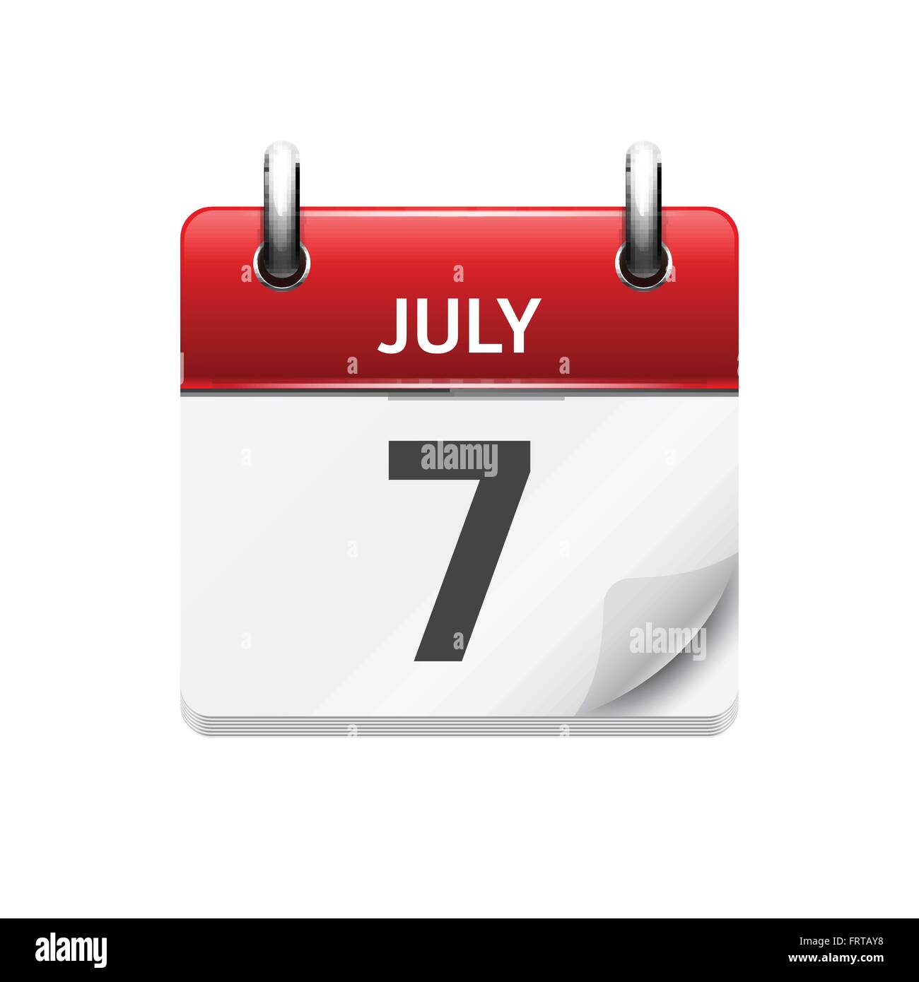 July 7 . Vector flat daily calendar icon. Date and time, day, month ...