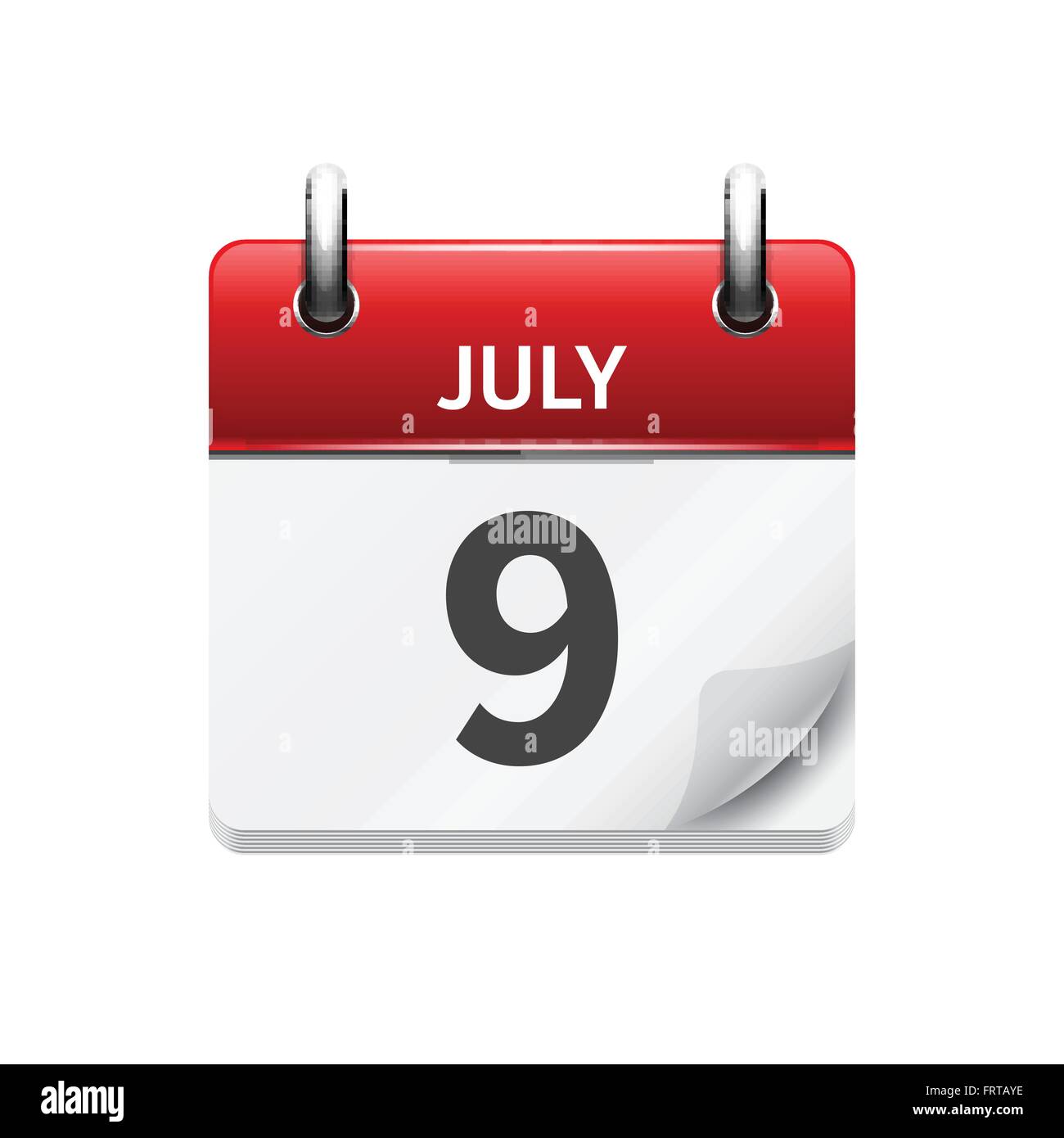 July 9. Vector flat daily calendar icon. Date and time, day, month ...