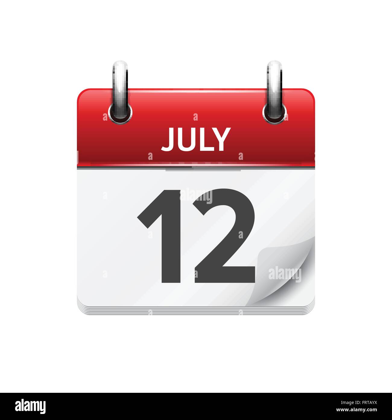 July 12 . Vector flat daily calendar icon. Date and time, day, month ...
