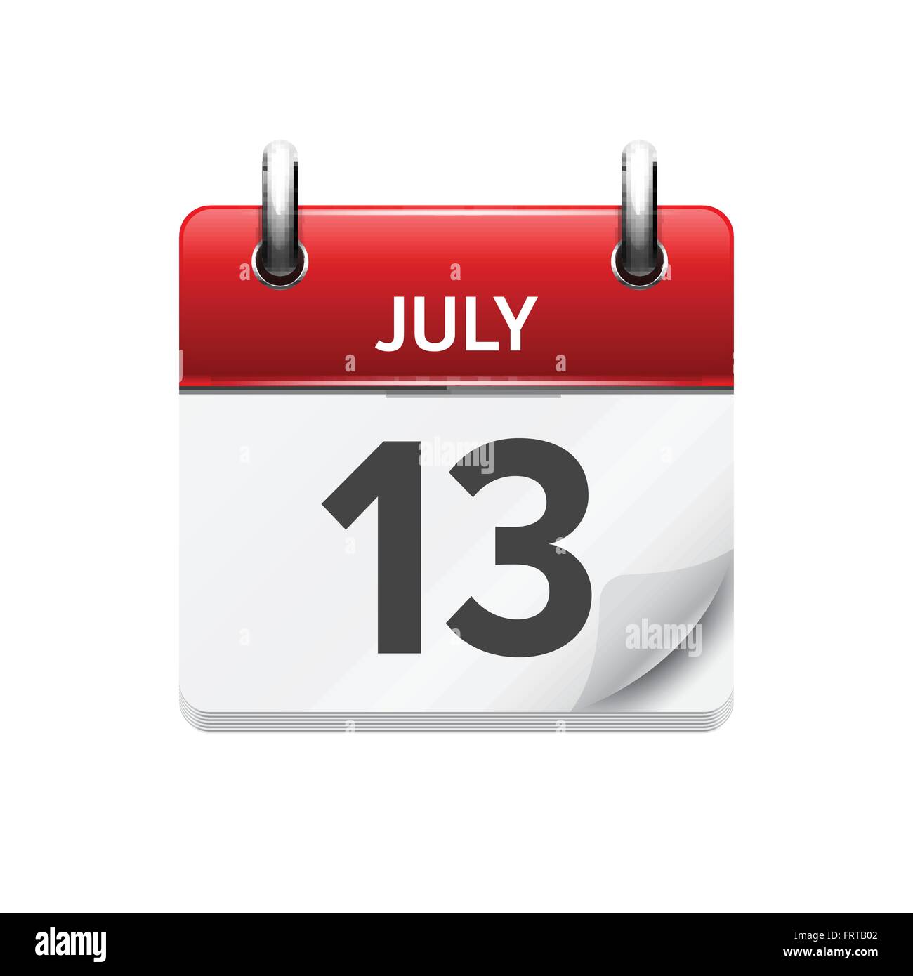 July 13 . Vector flat daily calendar icon. Date and time, day, month ...