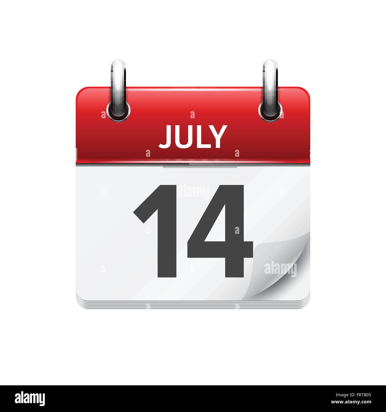 July 14. Vector flat daily calendar icon. Date and time, day, month ...