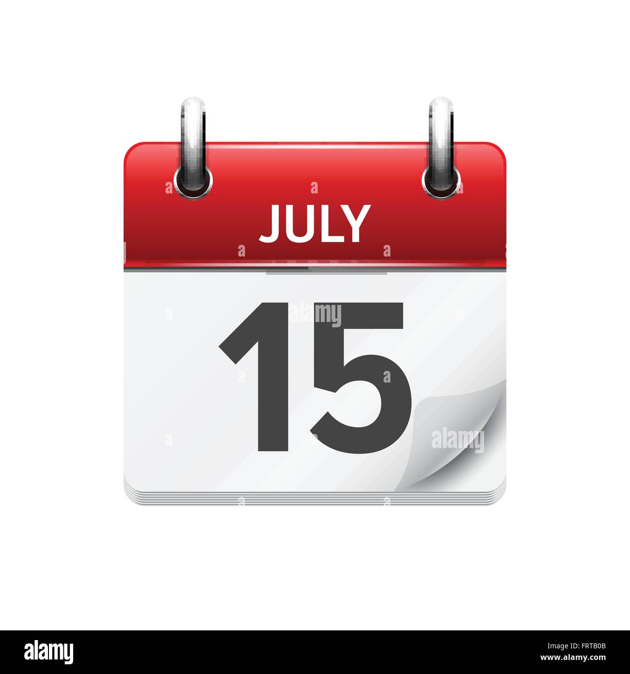 July 15. Vector flat daily calendar icon. Date and time, day, month ...