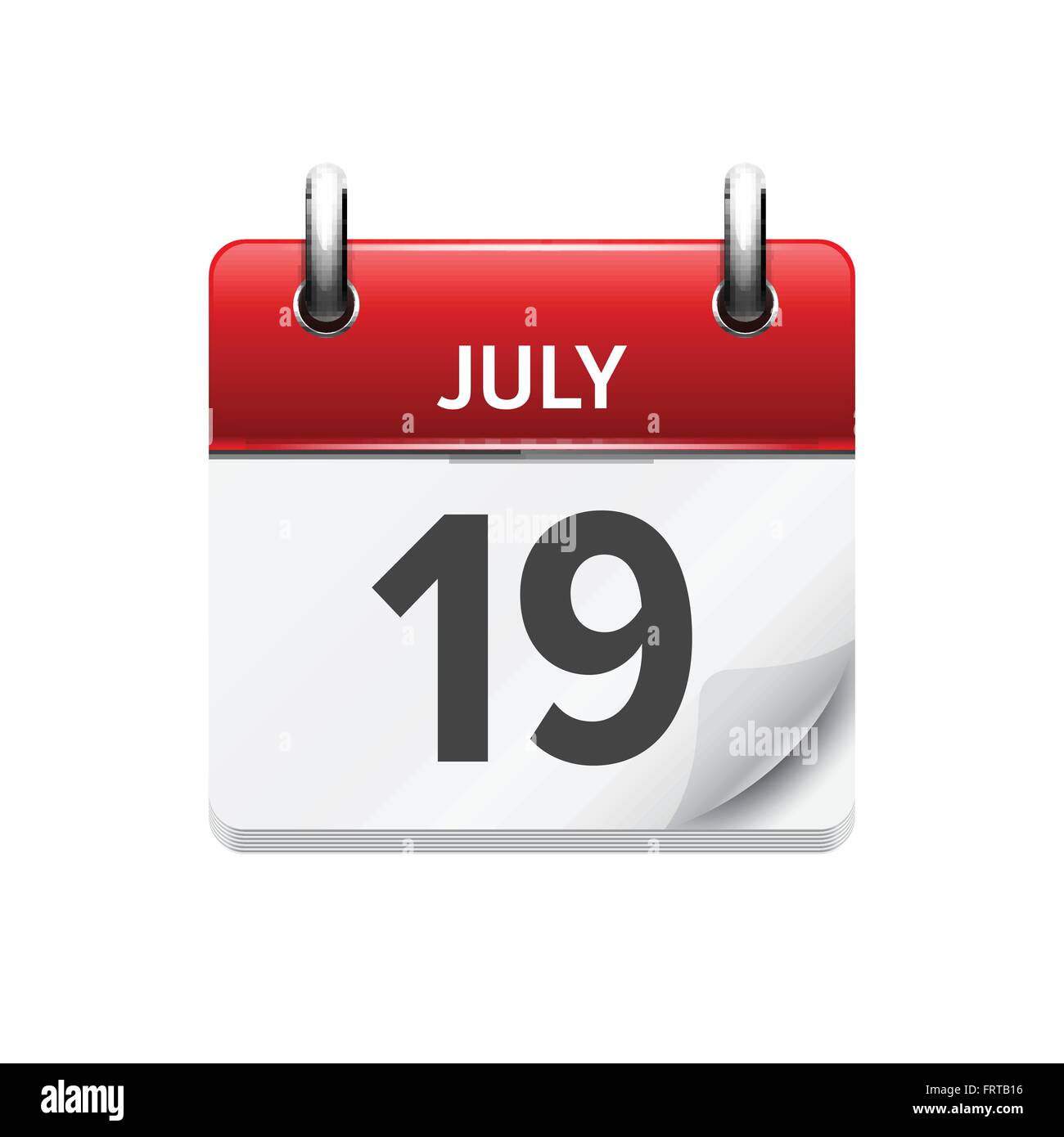 July 19 . Vector flat daily calendar icon. Date and time, day, month ...