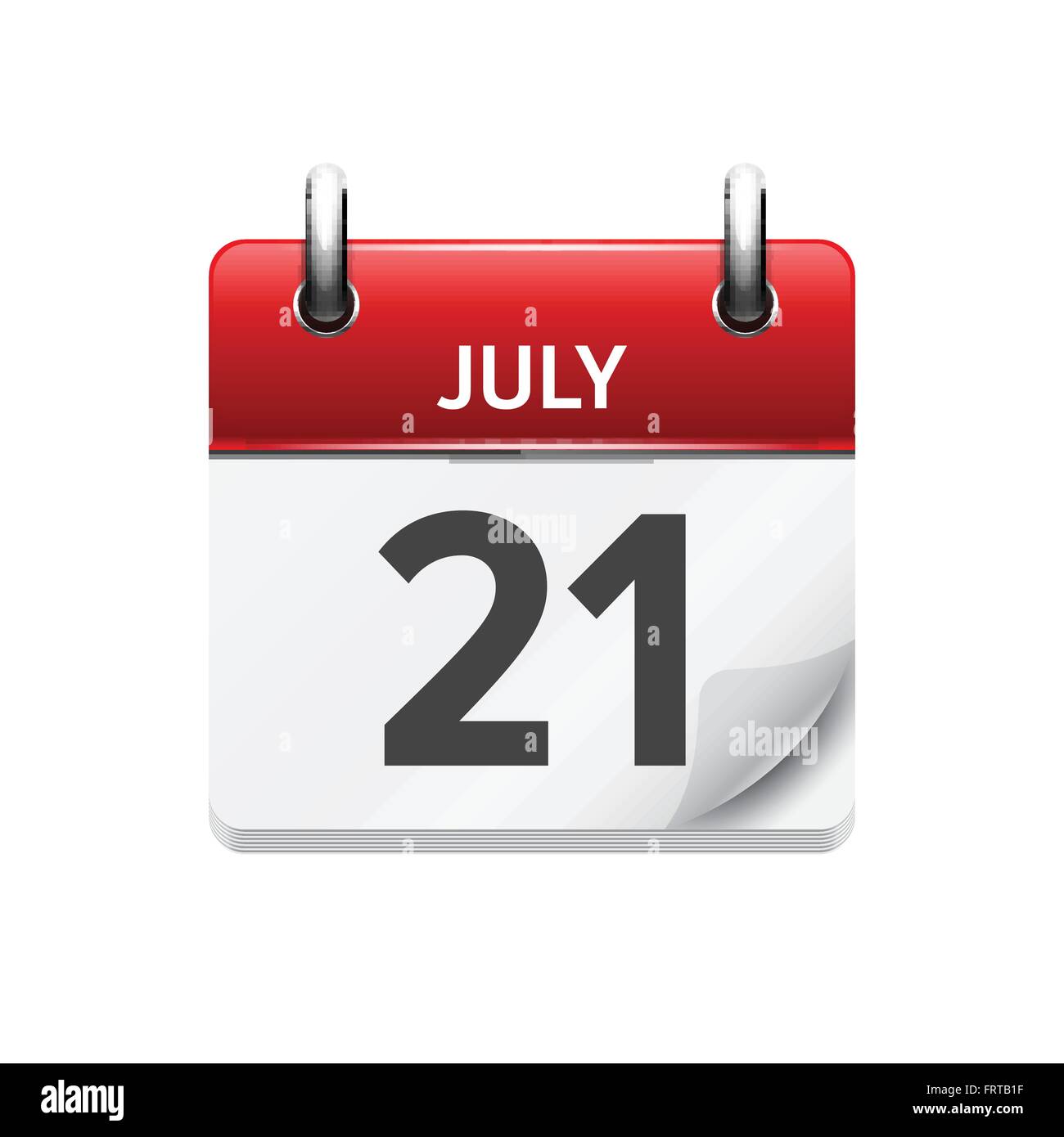 July 21. Vector flat daily calendar icon. Date and time, day, month ...
