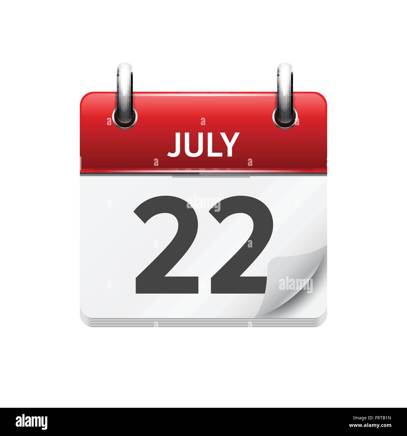 July 22. Vector flat daily calendar icon. Date and time, day, month ...