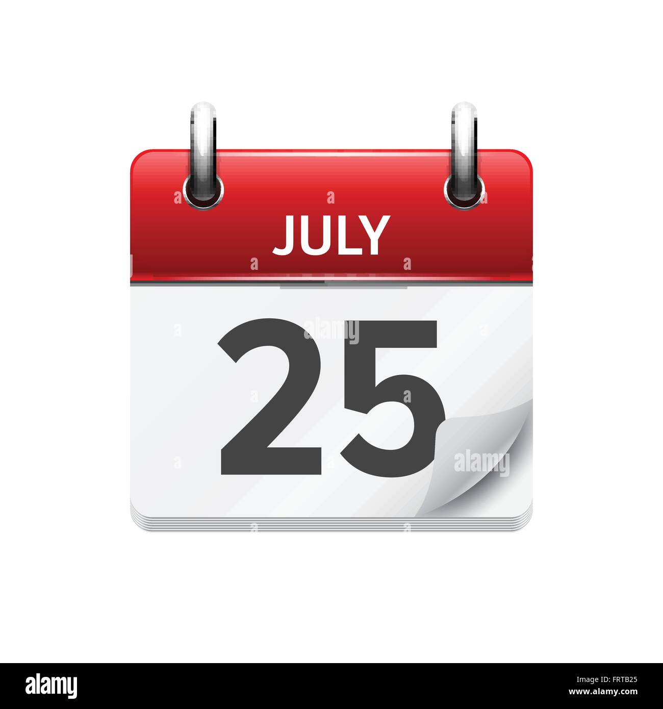 July 25 . Vector flat daily calendar icon. Date and time, day, month ...
