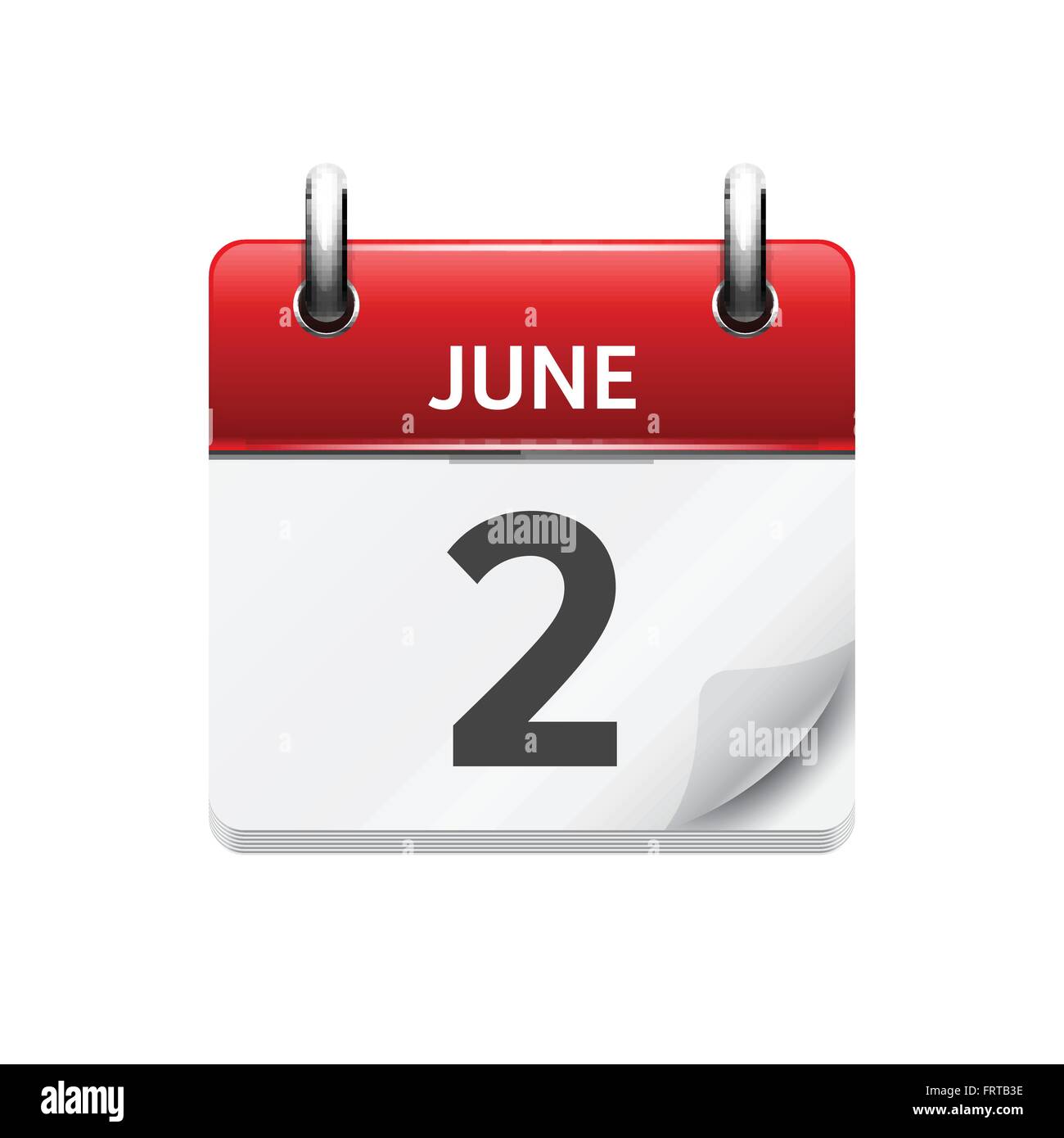 June 2. Vector flat daily calendar icon. Date and time, day, month ...