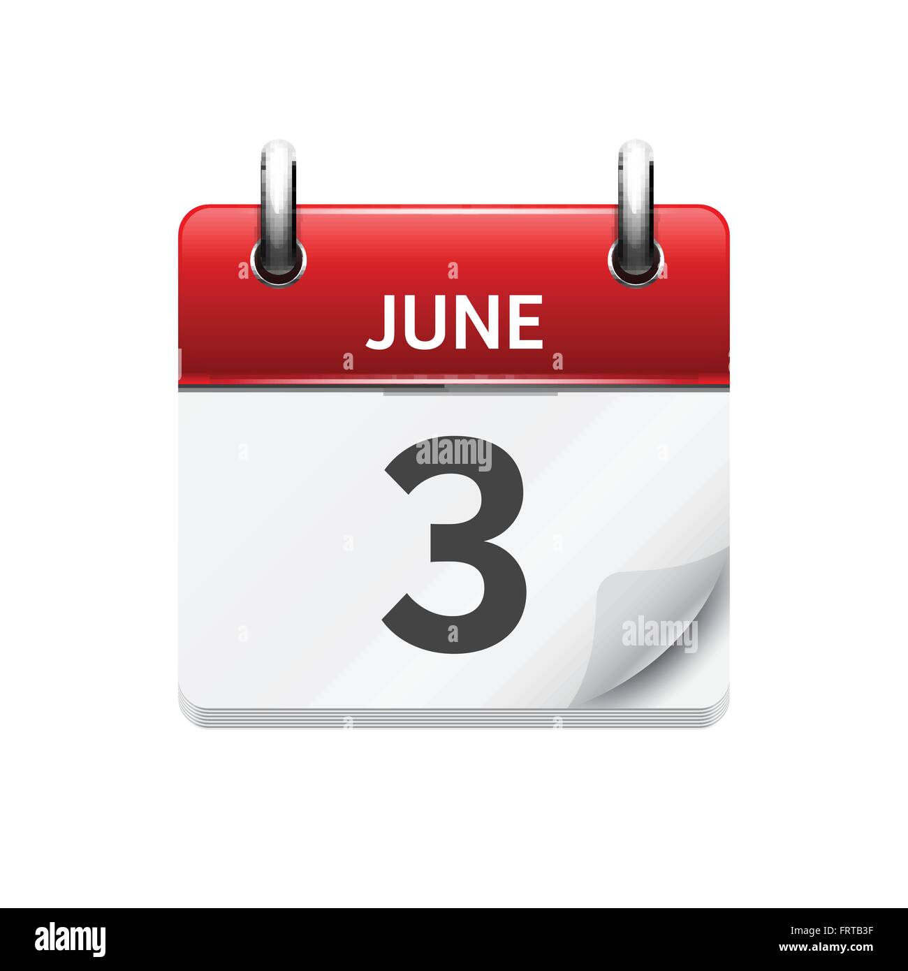 June 3 . Vector flat daily calendar icon. Date and time, day, month ...