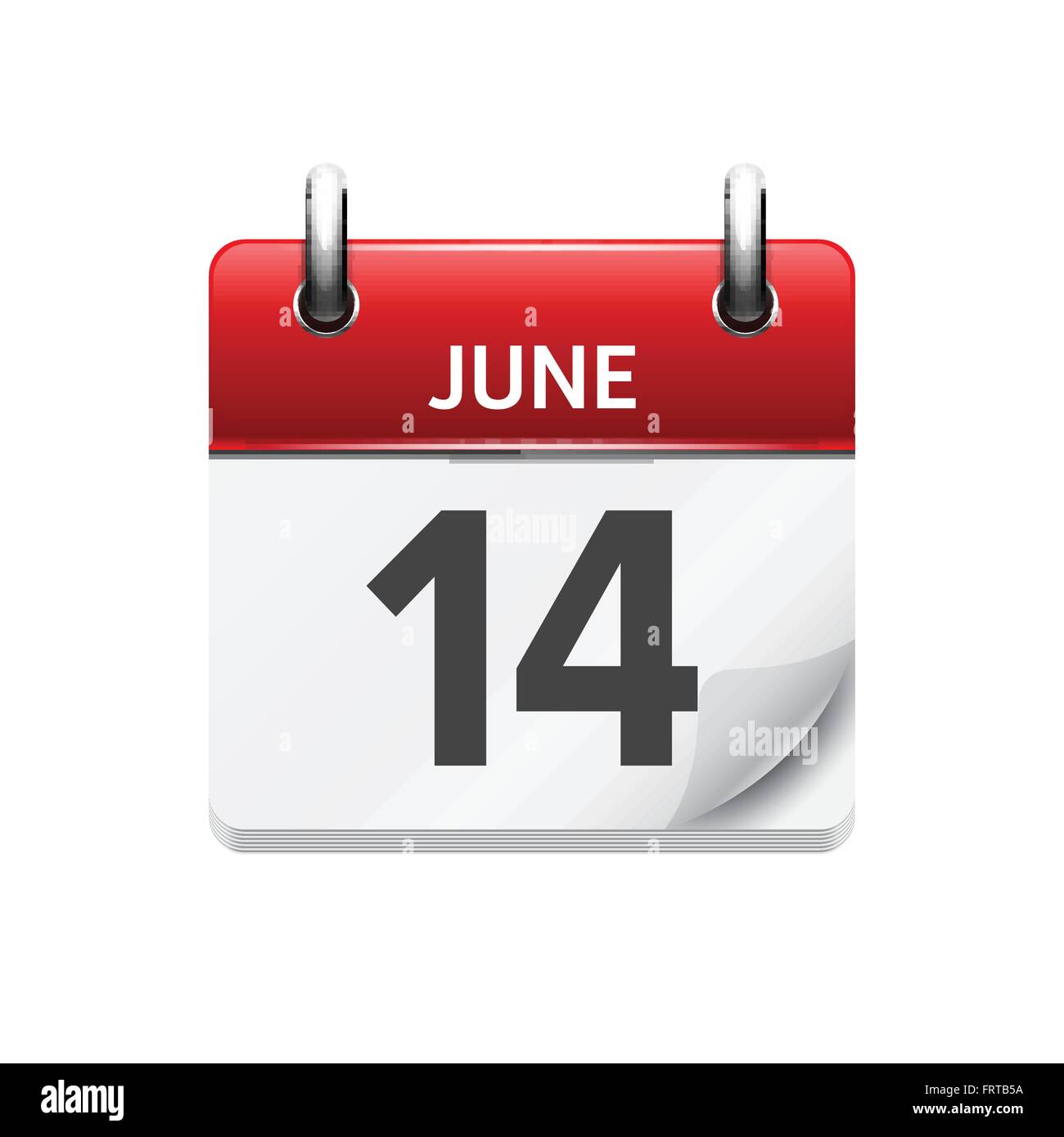 June 14 . Vector flat daily calendar icon. Date and time, day, month ...