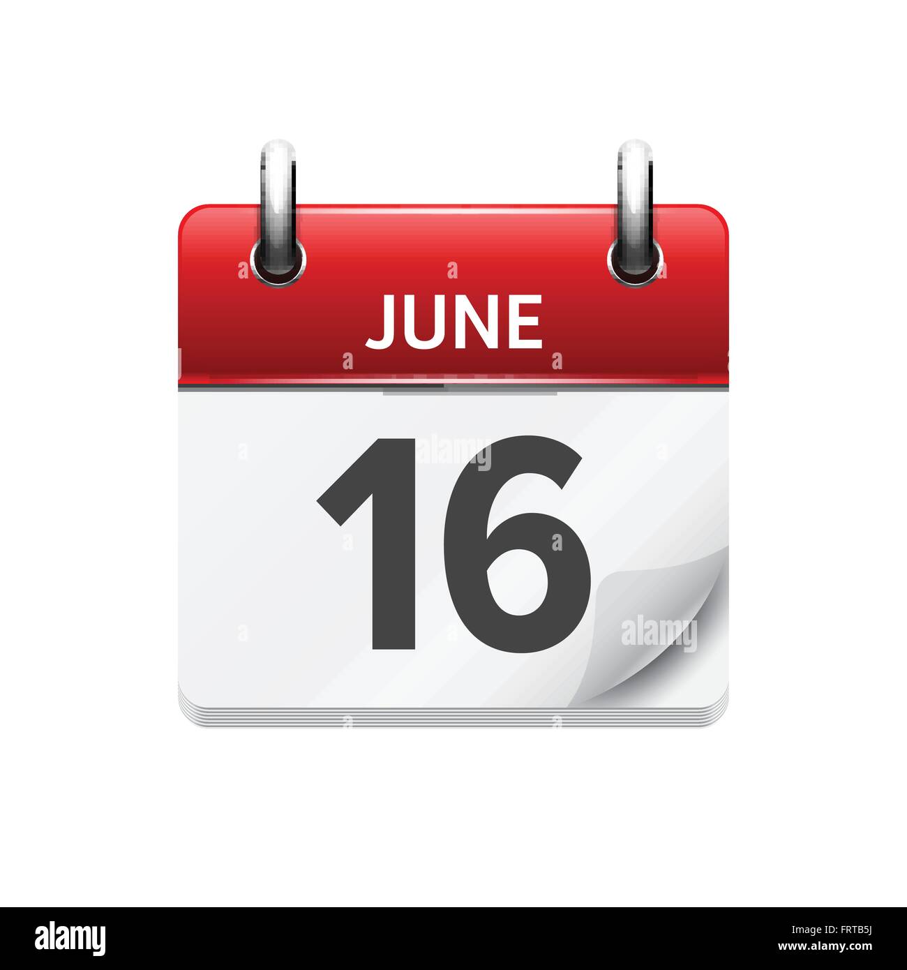 June 16. Vector flat daily calendar icon. Date and time, day, month ...