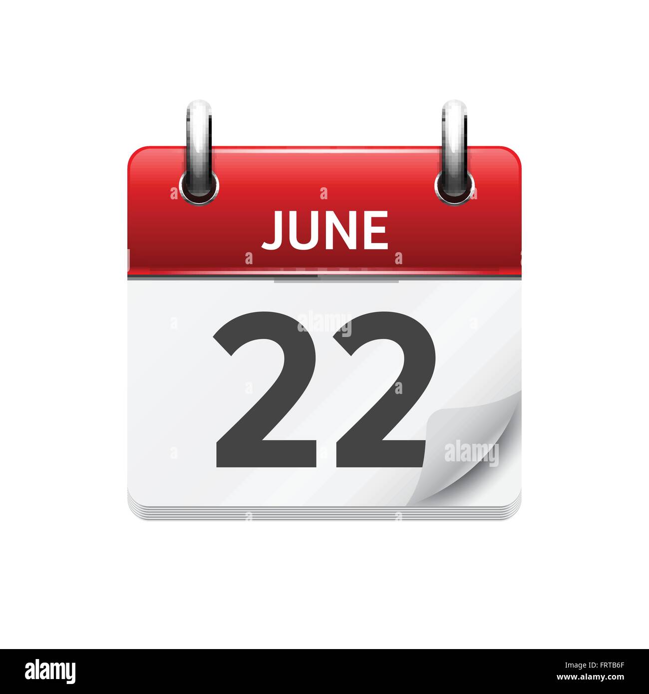 June 22. Vector flat daily calendar icon. Date and time, day, month ...