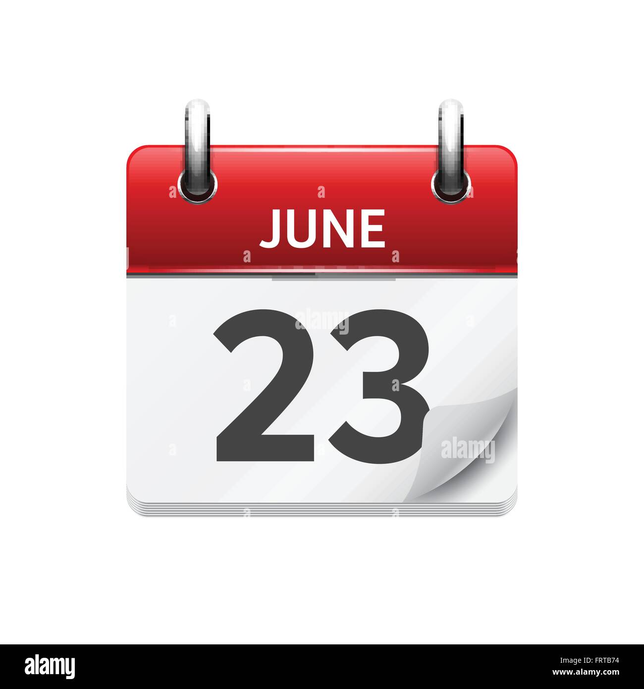 June 23. Vector flat daily calendar icon. Date and time, day, month ...