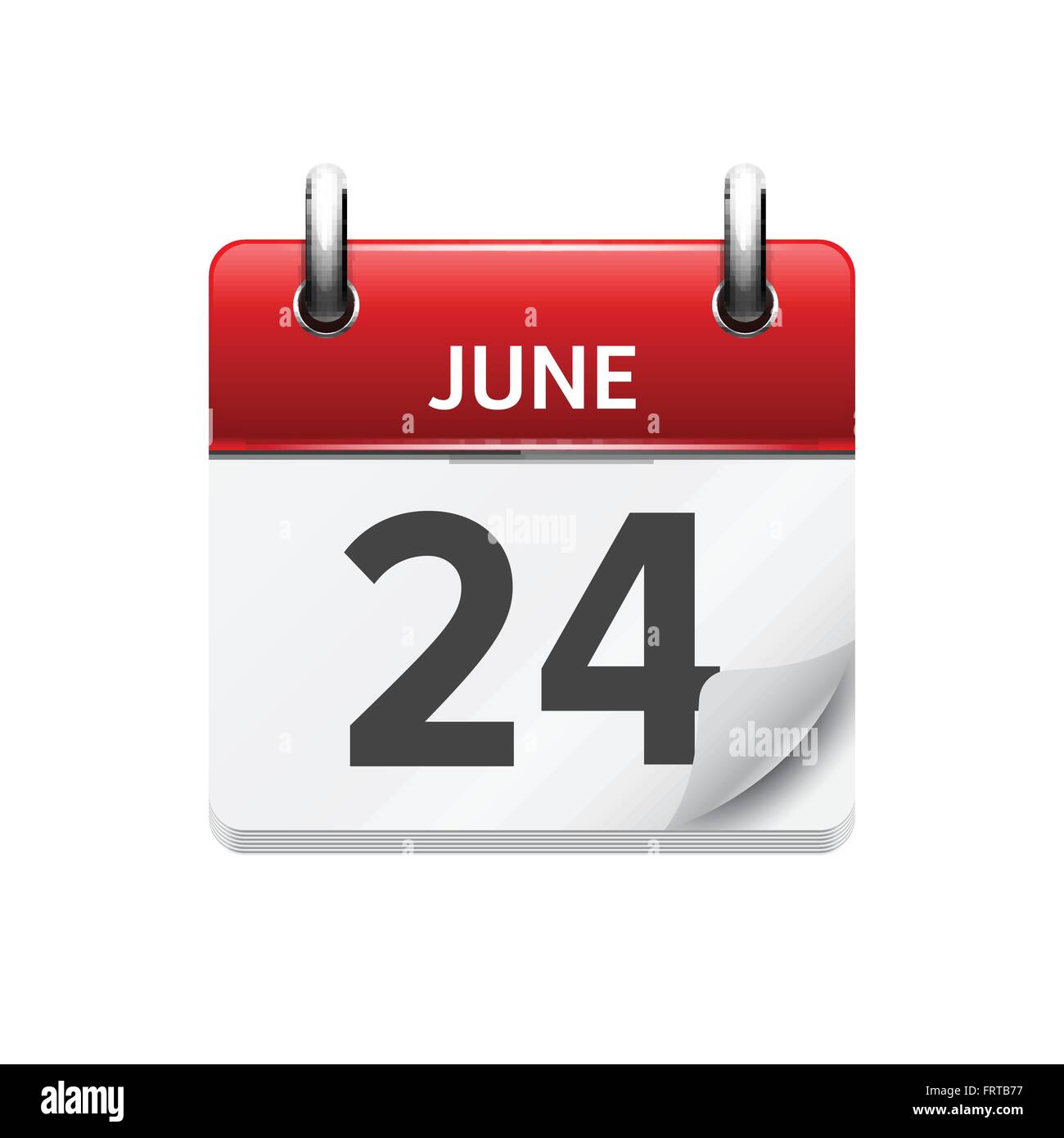 June 24 . Vector flat daily calendar icon. Date and time, day, month ...