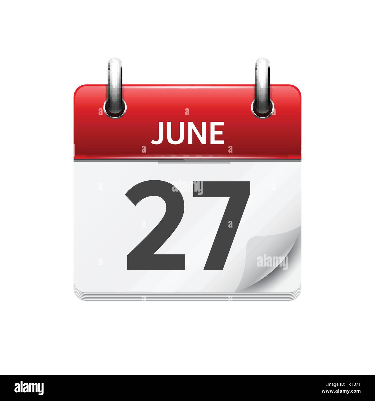 June 27 . Vector flat daily calendar icon. Date and time, day, month ...