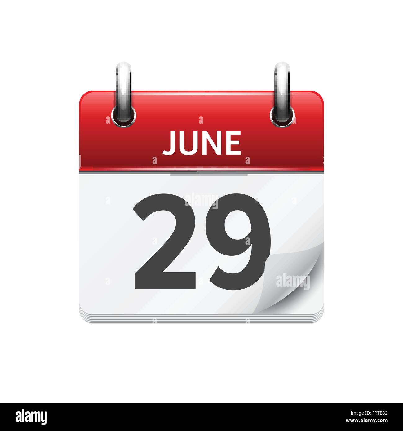 June 29. Vector flat daily calendar icon. Date and time, day, month ...
