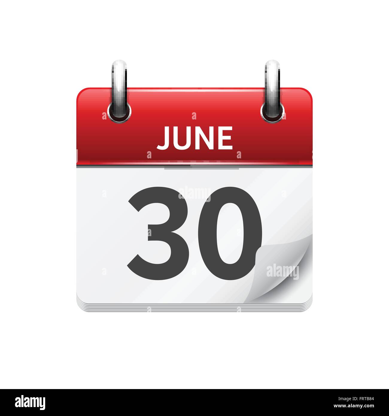 June 30 . Vector flat daily calendar icon. Date and time, day, month ...