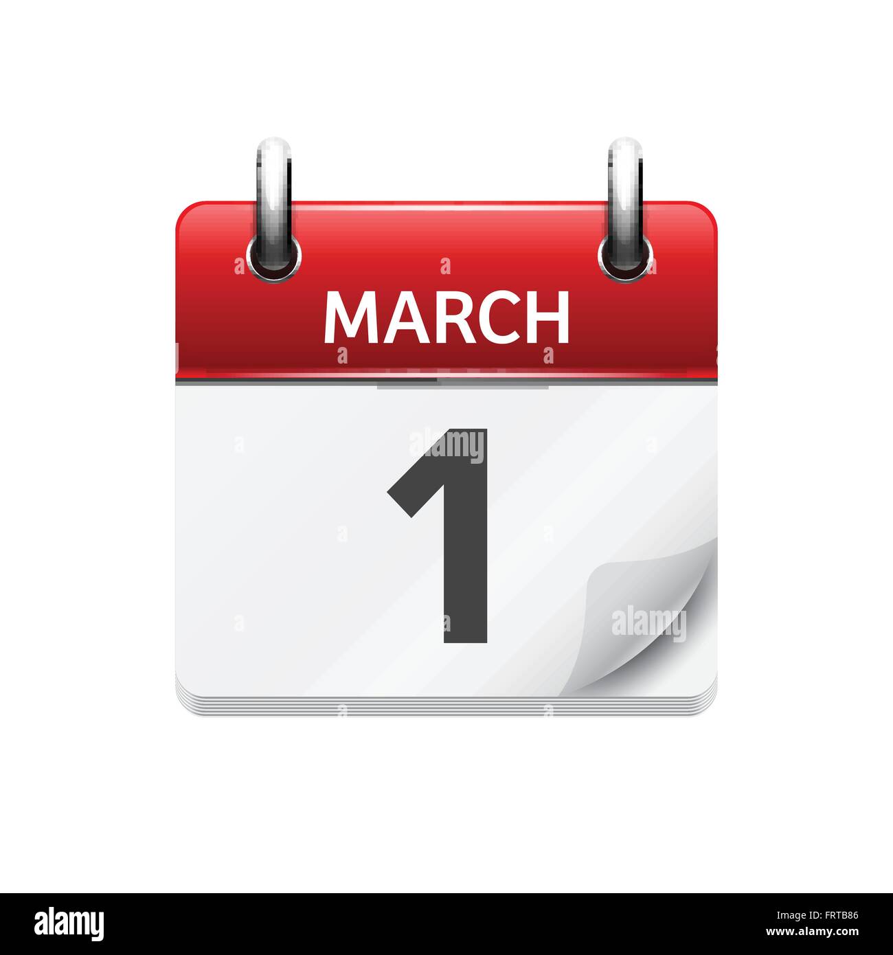 March 1. Vector flat daily calendar icon. Date and time, day, month ...