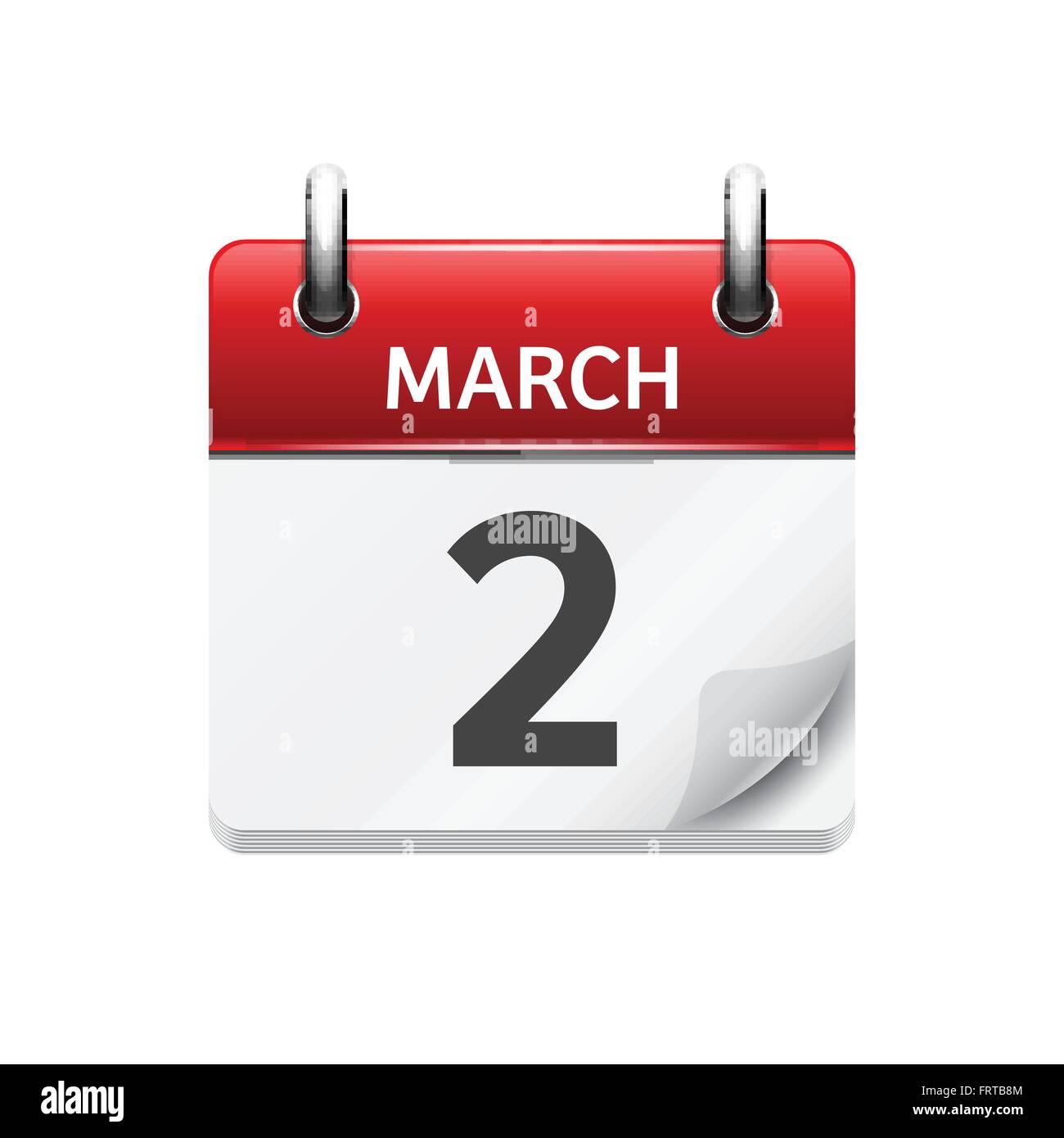 March 2. Vector flat daily calendar icon. Date and time, day, month ...
